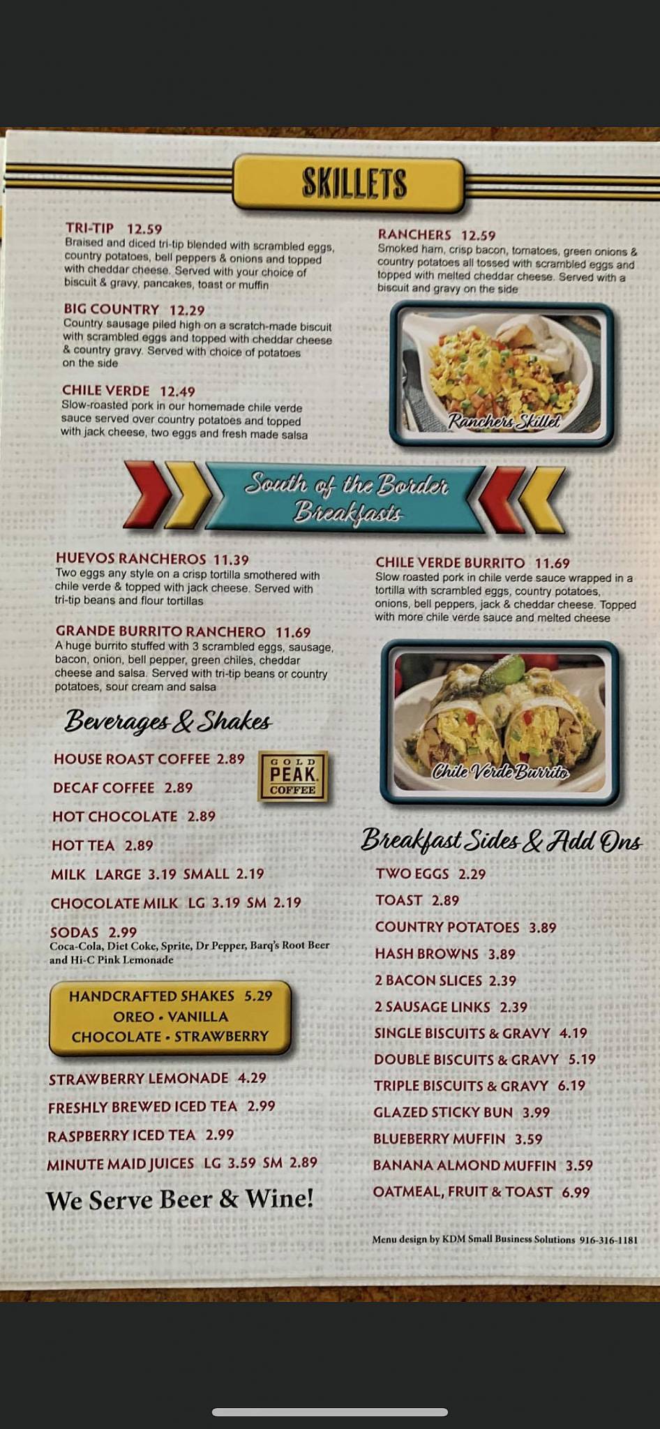 Menu at Barrow’s Cafe & Grill, Sonora