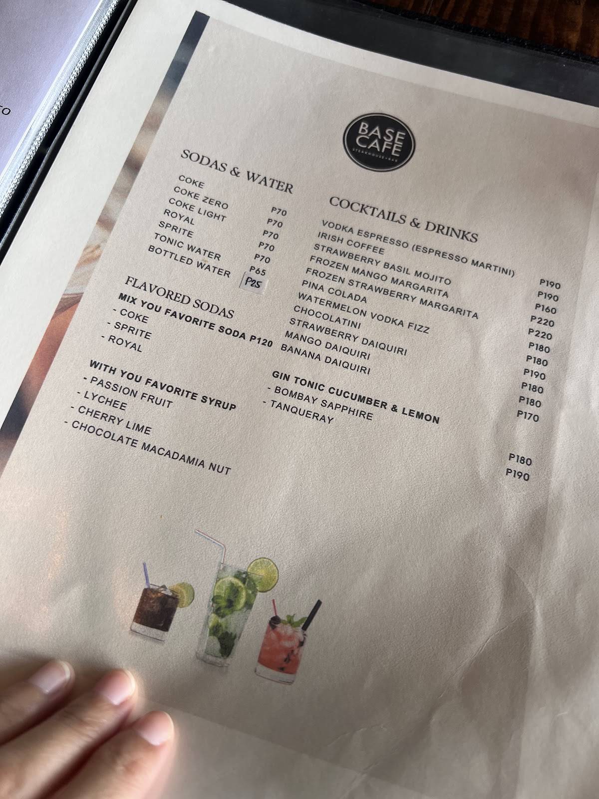 Menu at Base Cafe Steakhouse + Bar, Lipa
