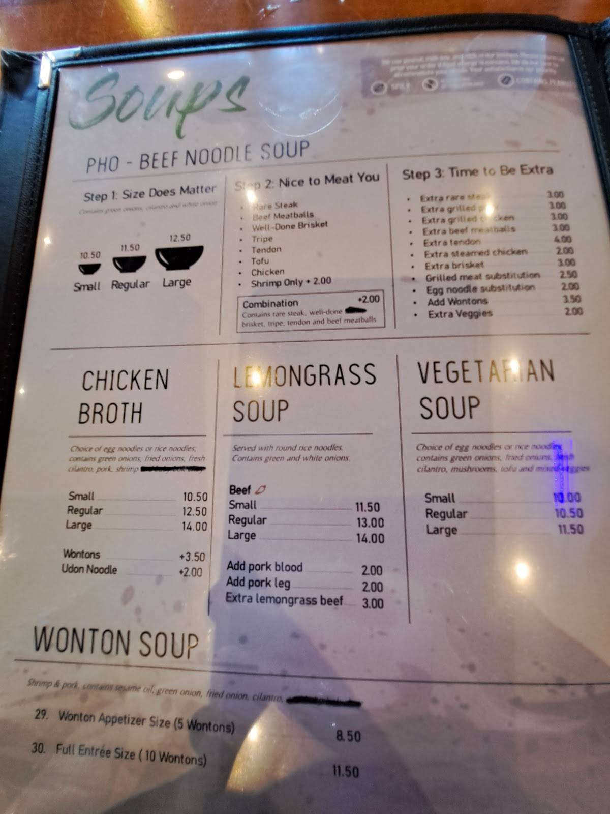 Menu at Basil Leaf Vietnamese Restaurant, Albuquerque