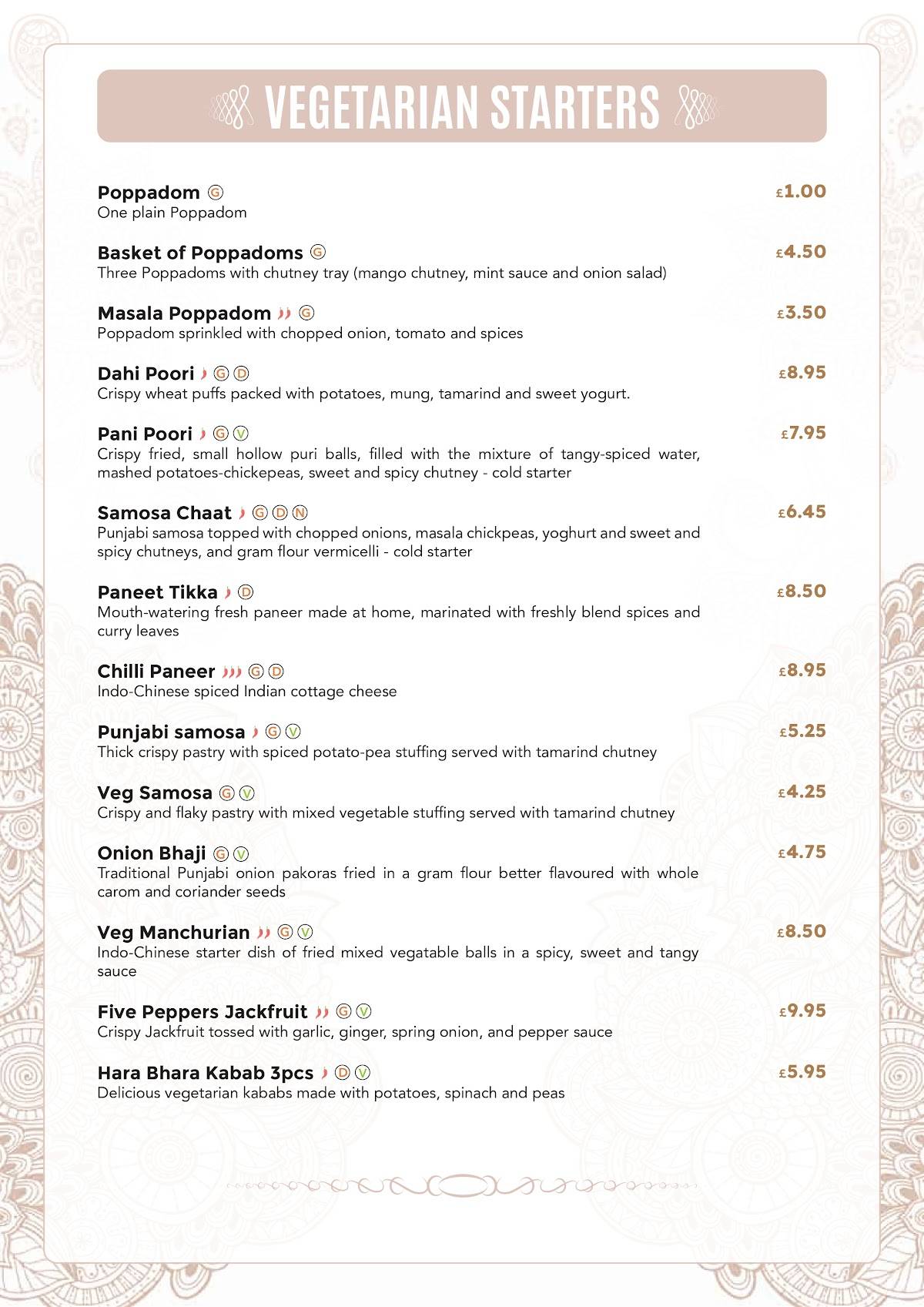 Menu at Spices and Spirits restaurant, Basingstoke