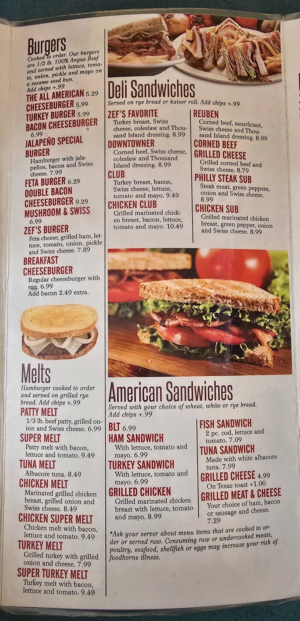 Menu at Zef's Coney Restaurant, Bay City
