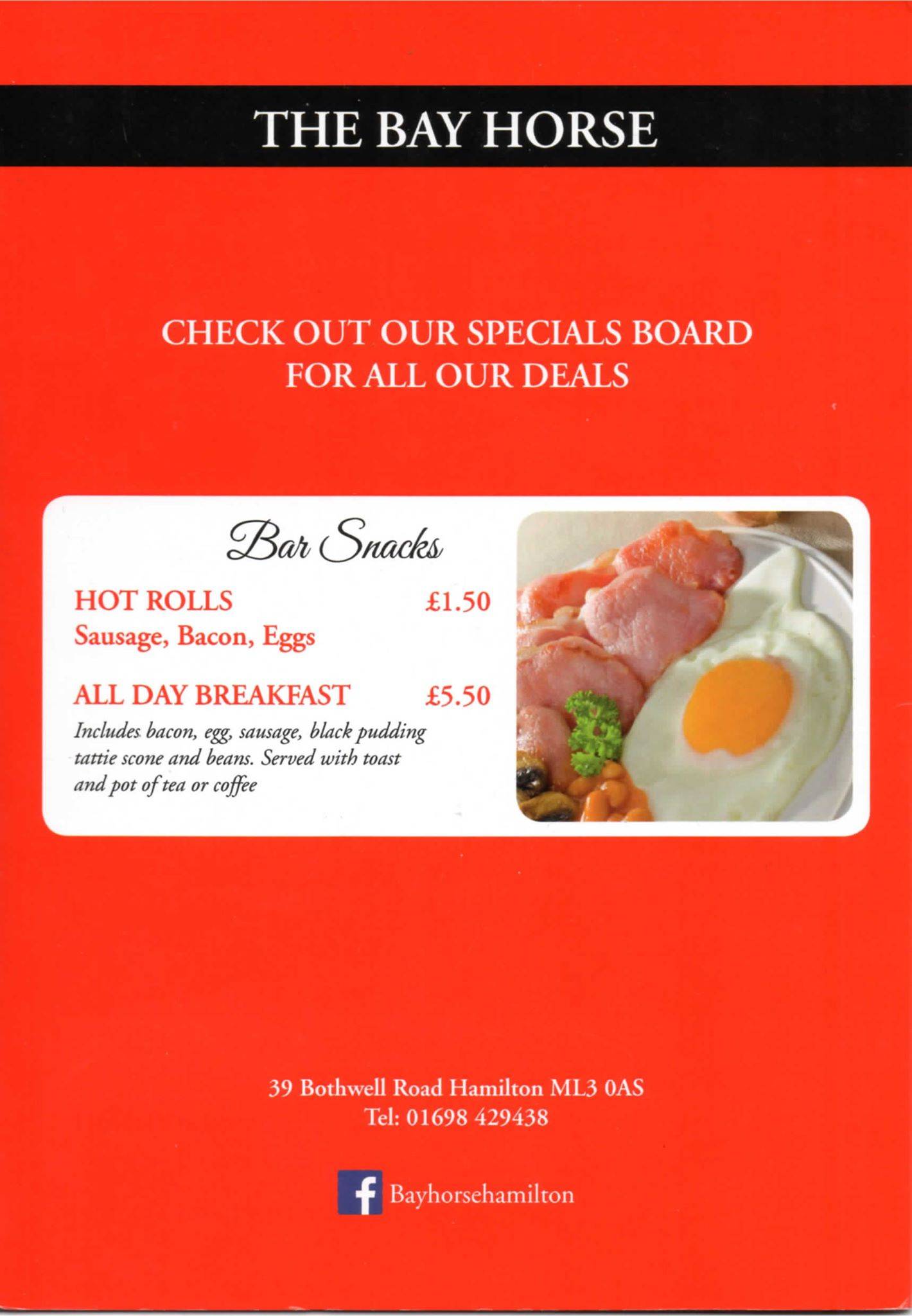 Menu at Bay Horse pub & bar, Hamilton, 39 Bothwell Road