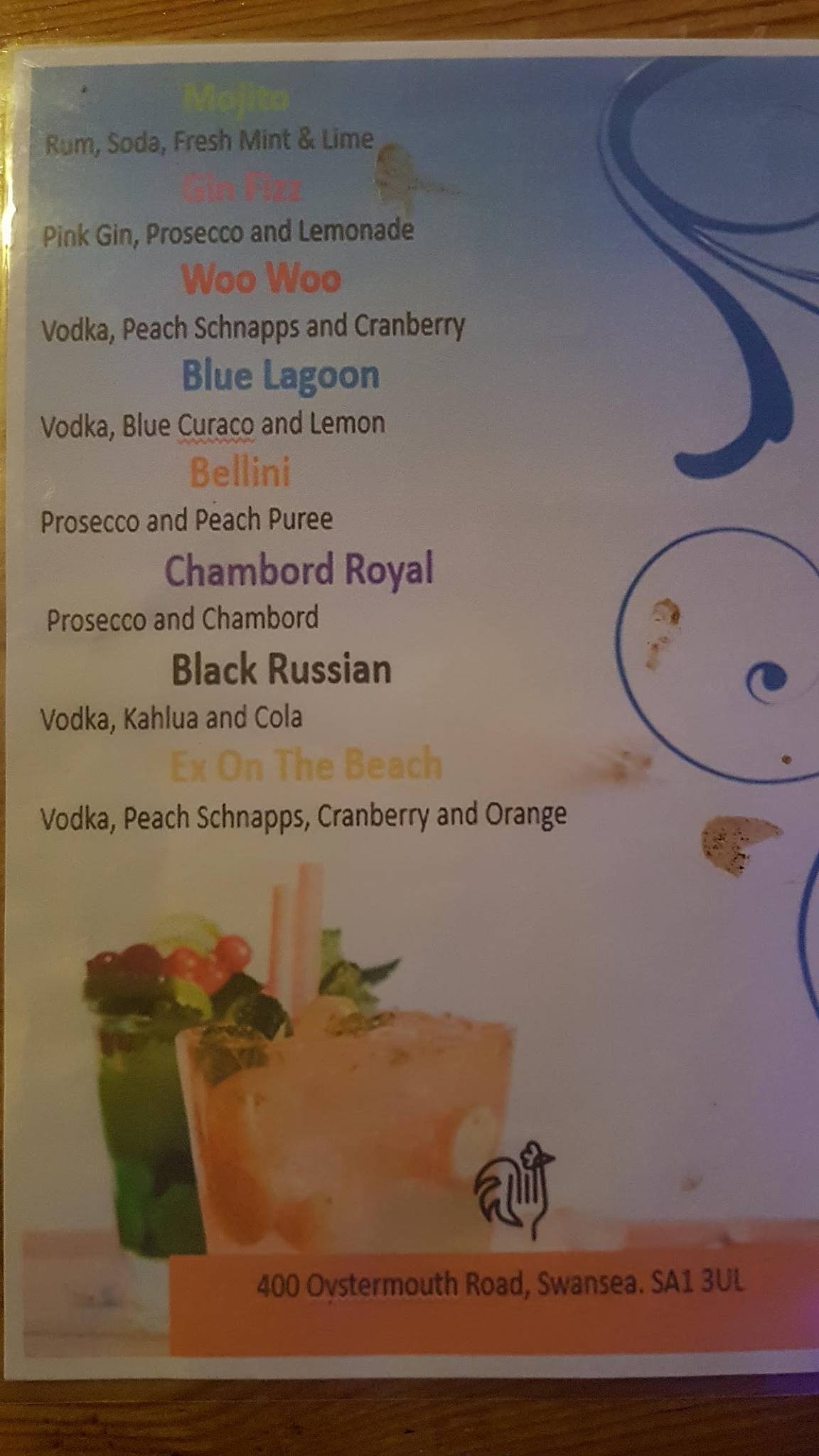 Menu at Bay View pub & bar, Swansea