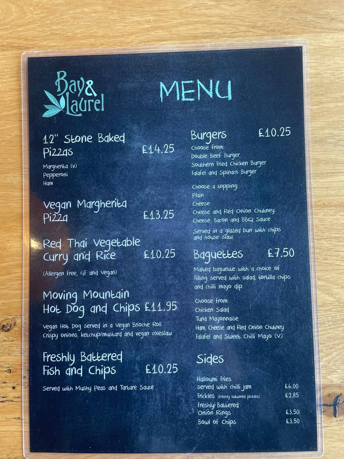Menu at Bay & Laurel restaurant, Tynemouth