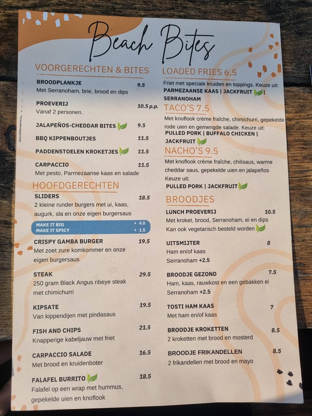 Speisekarte von Beach Bites restaurant, Westerland