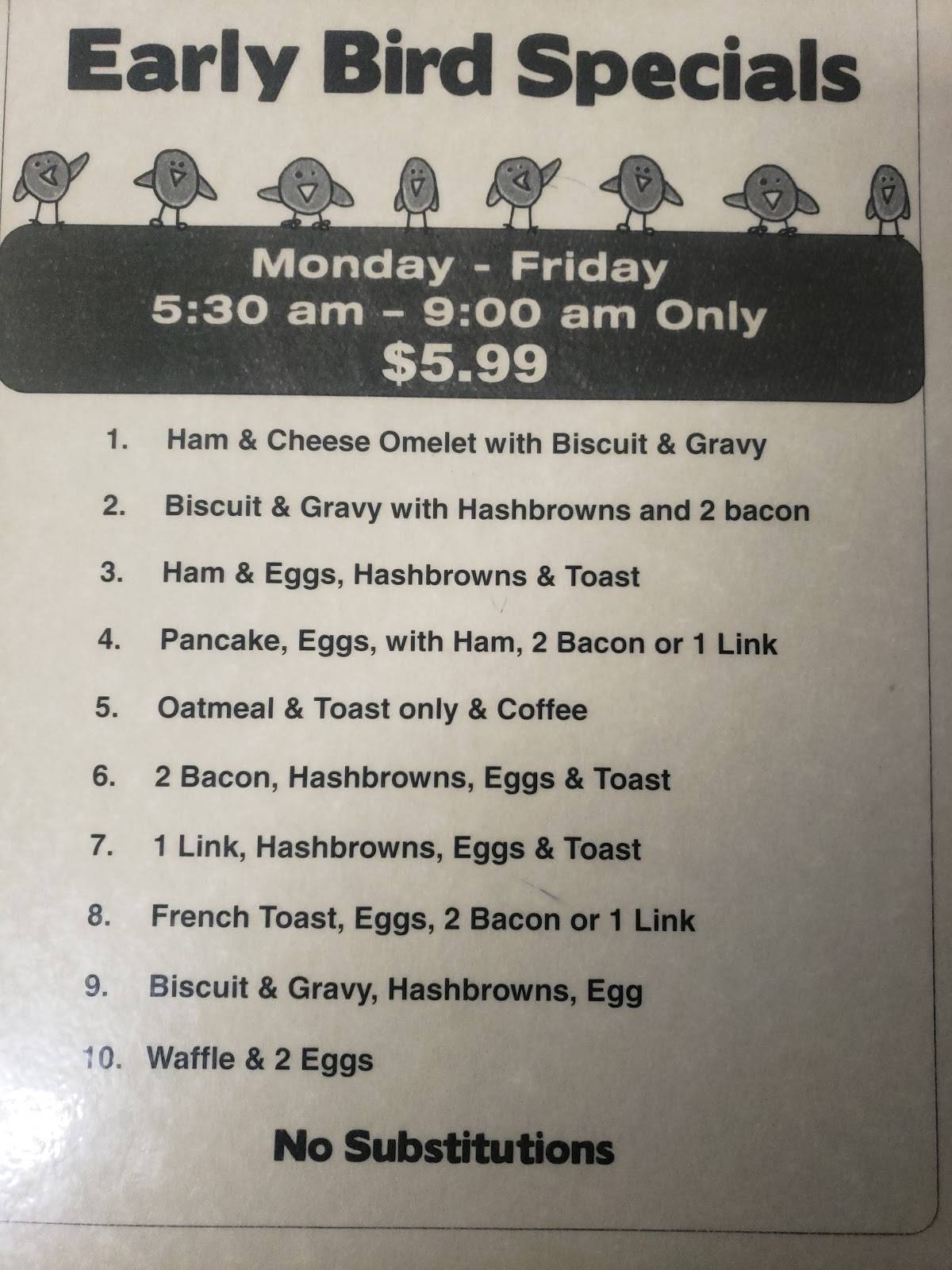 Menu at Becca's Cafe, Anderson