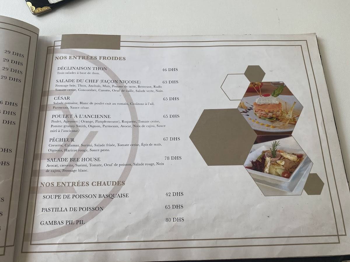 Menu at Bee house restaurant, Casablanca, 692 Bd El Qods