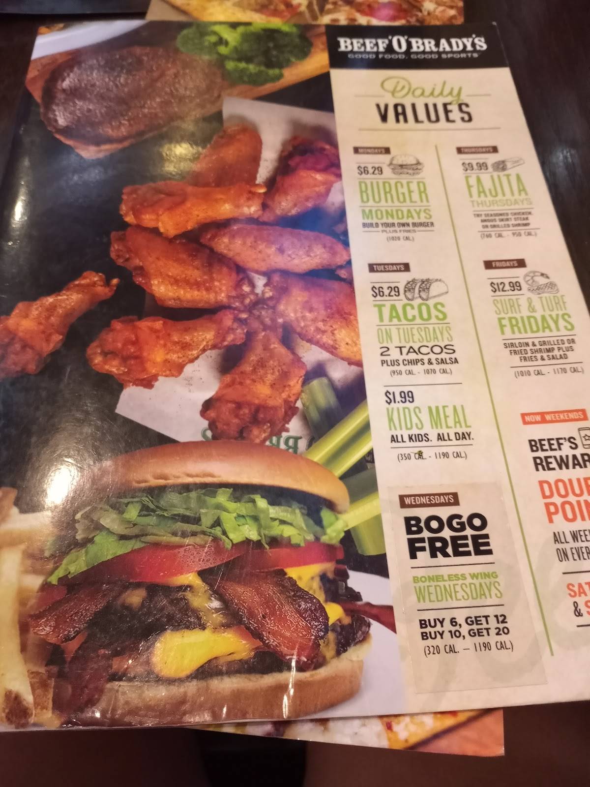 Menu At Beef O Brady S Pub Bar Lubbock