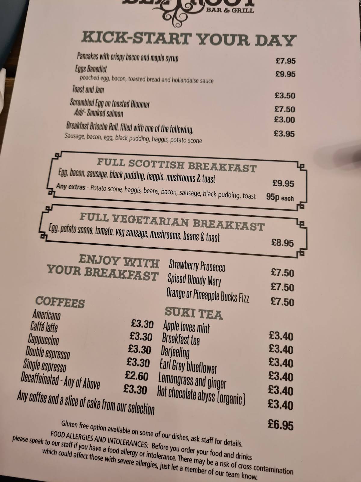 Menu at Beetroot Bar & Grill, Bonnyrigg