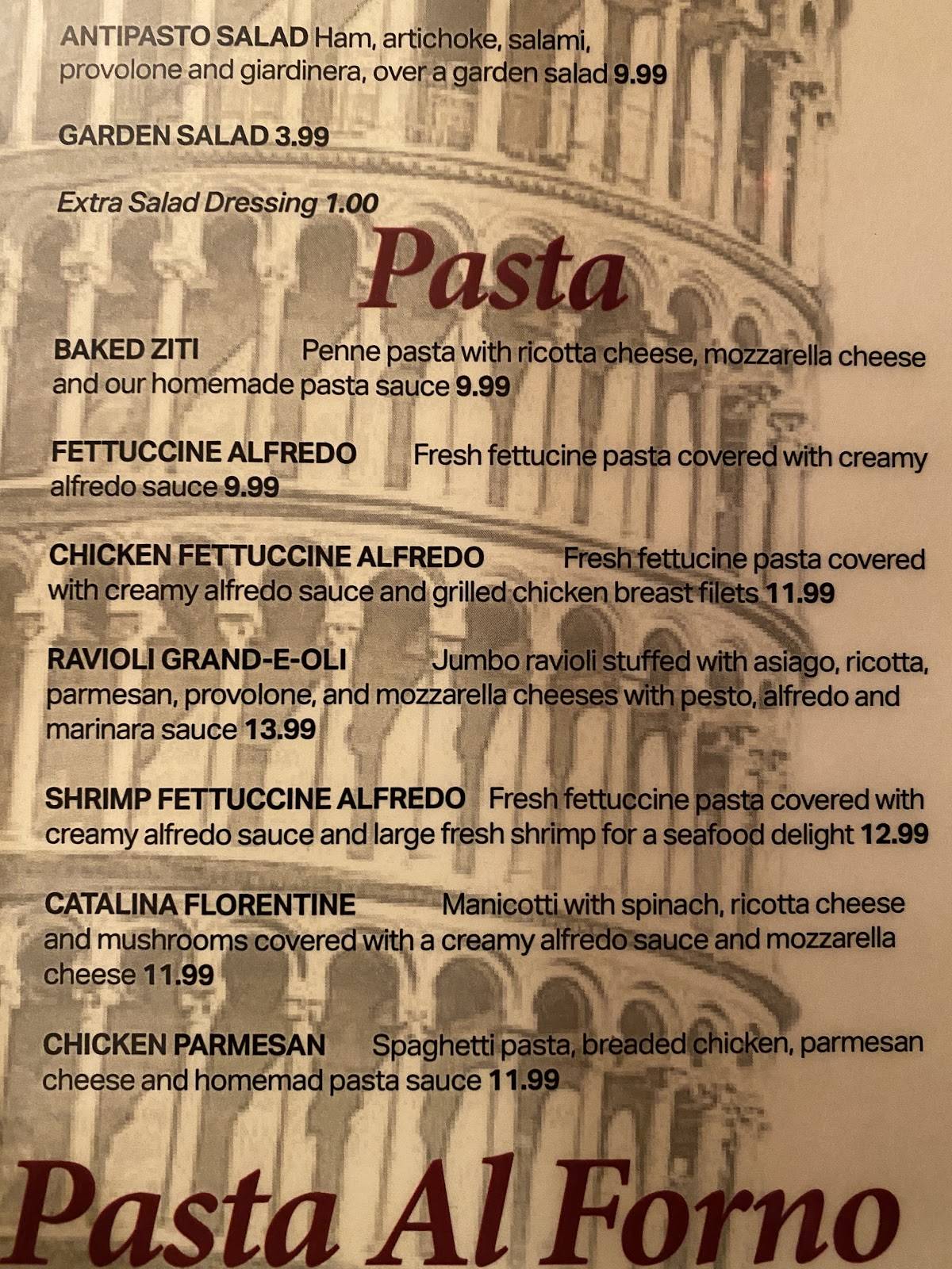 Menu at Melini Cucina Italian Restaurant, Portsmouth, 603 Chillicothe St