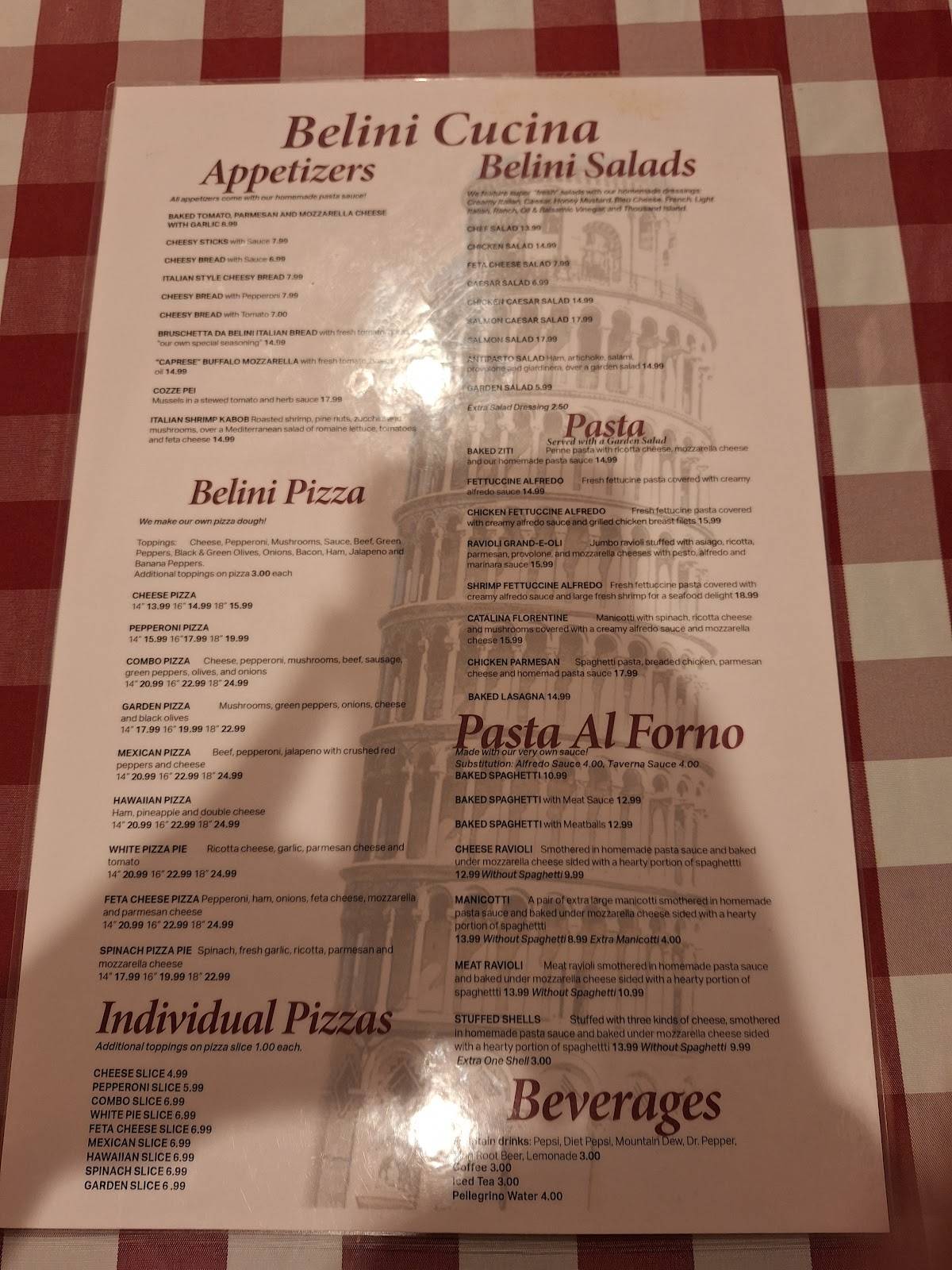 Menu at Belini Cucina Italian Restaurant, Portsmouth, 603 Chillicothe St