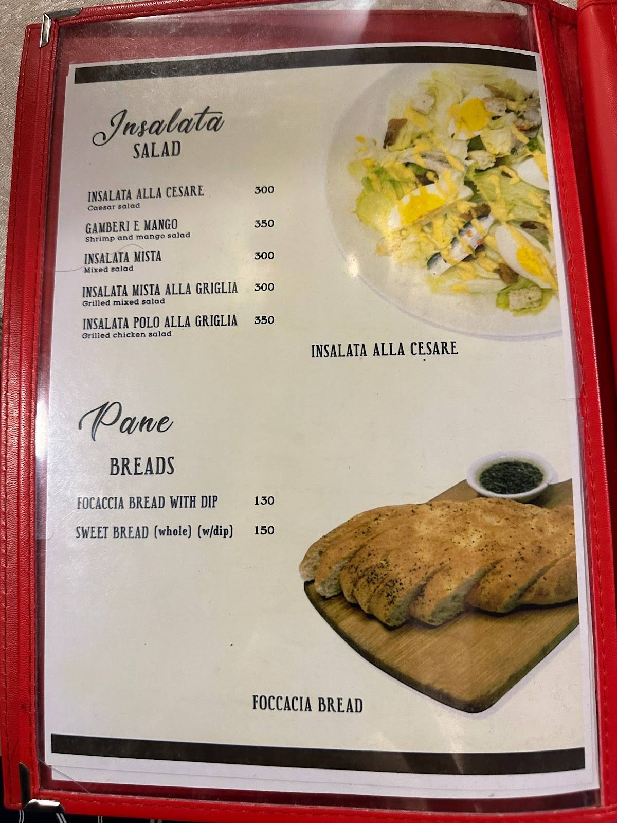 Menu at Bellini's restaurant, Quezon City, Cubao Expo