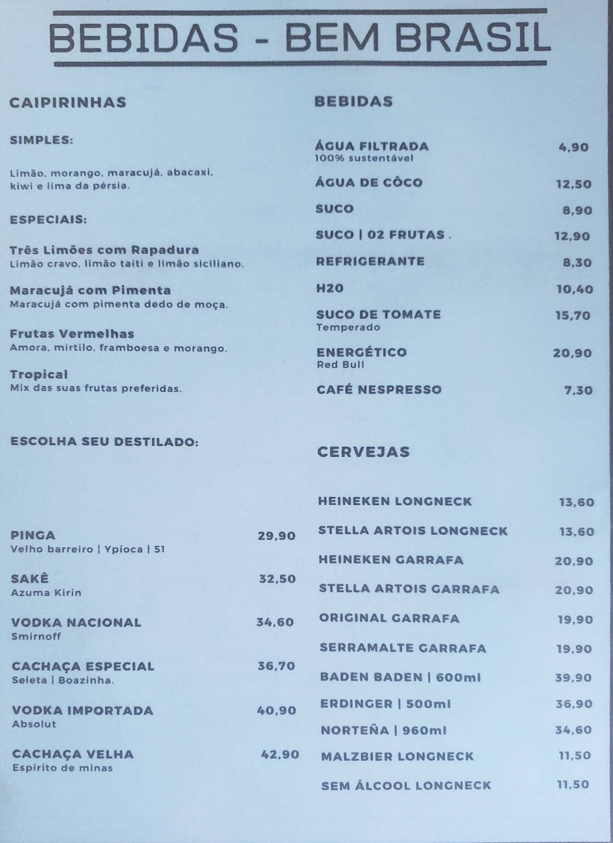 Menu em Bem Brasil Costelaria churrascaria, São Paulo