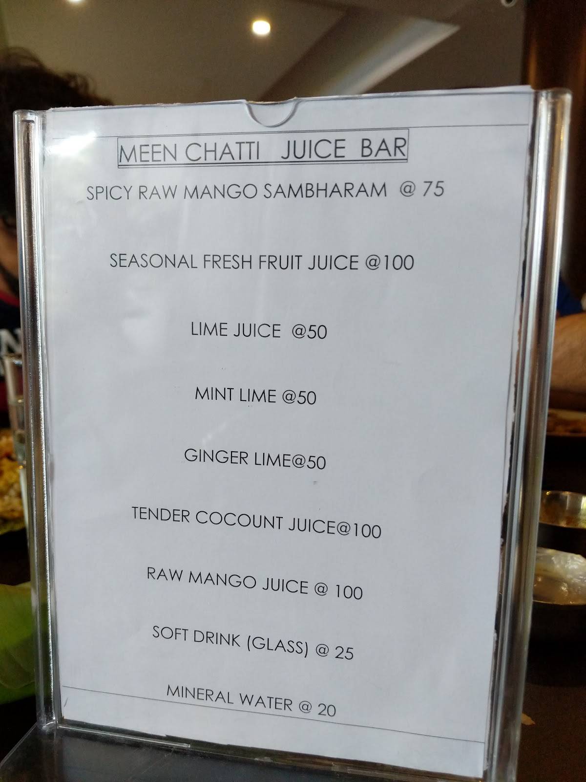 Menu at Meen Chatti(Authentic Kerala Cuisine), Bengaluru