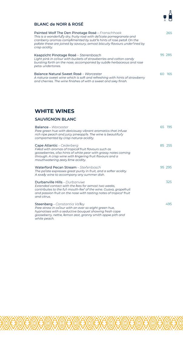 Menu at Cielo Restaurant, Benoni