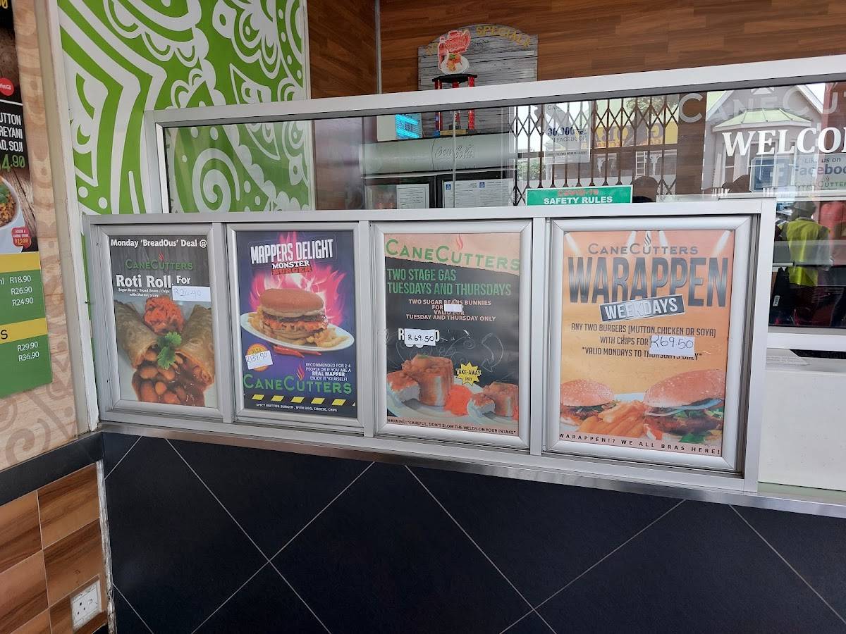 Menu at Canecutters Glenwood restaurant, Durban, 53-55 Helen Joseph Rd