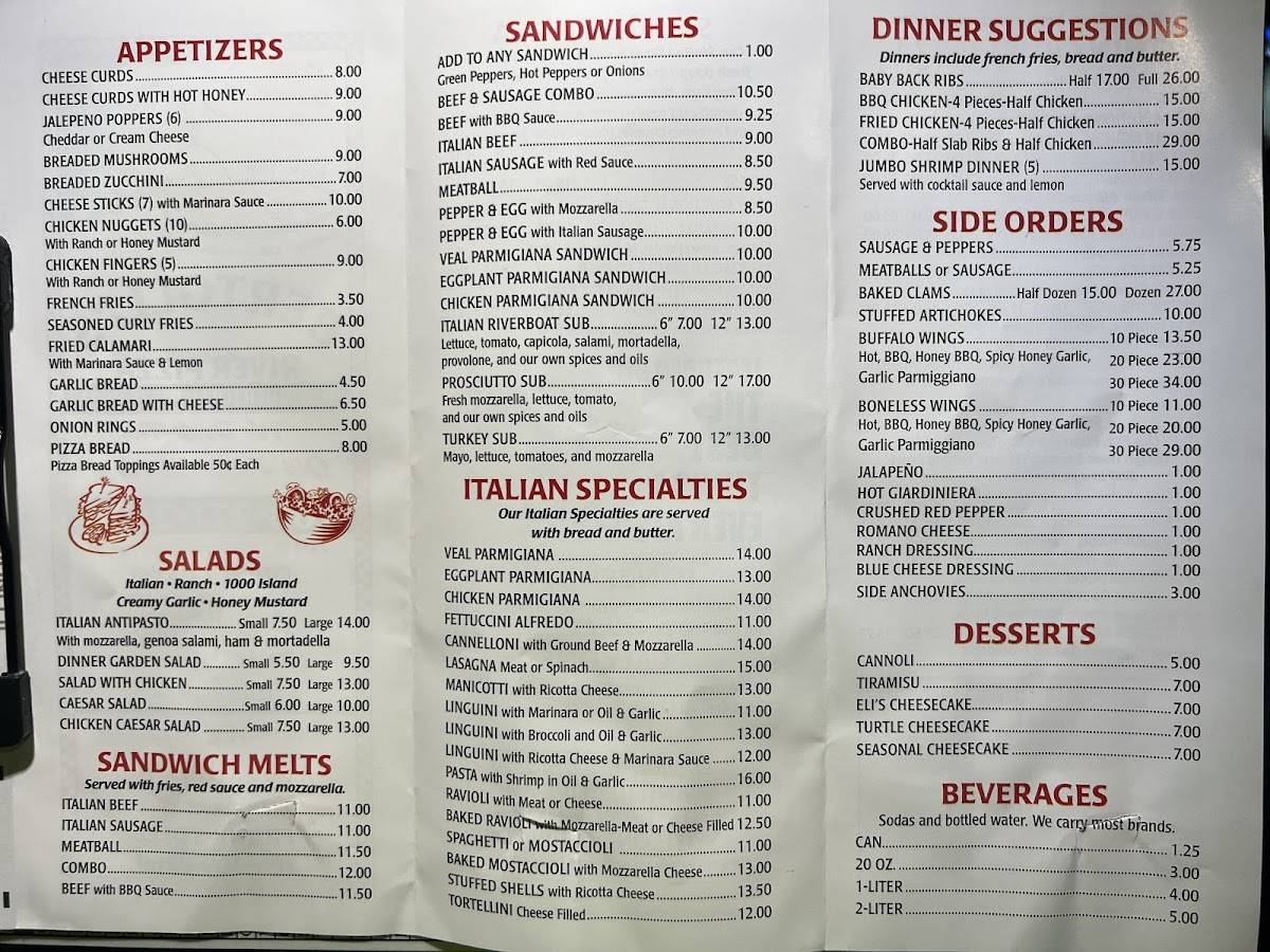 Menu at Bertollis River Pizza pizzeria, River Forest