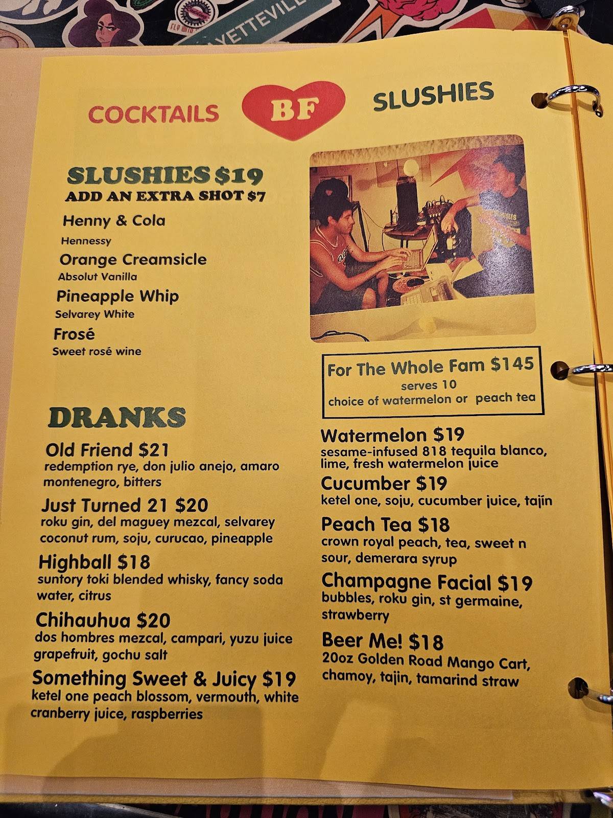 Menu at Best Friend restaurant, Las Vegas
