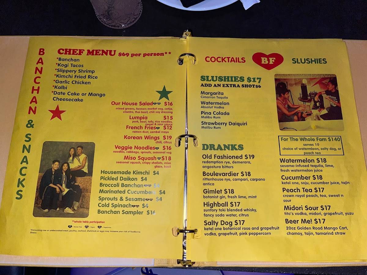 Menu at Best Friend restaurant, Las Vegas