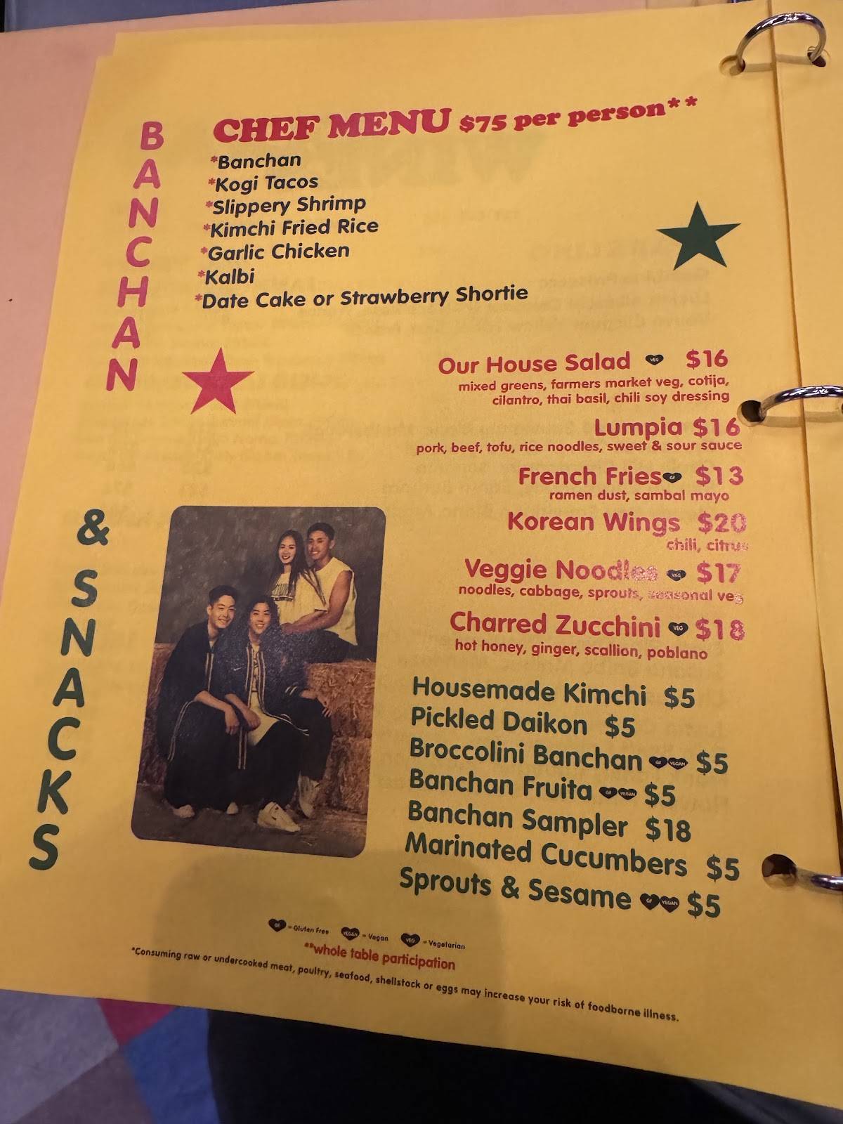 Menu at Best Friend restaurant, Las Vegas