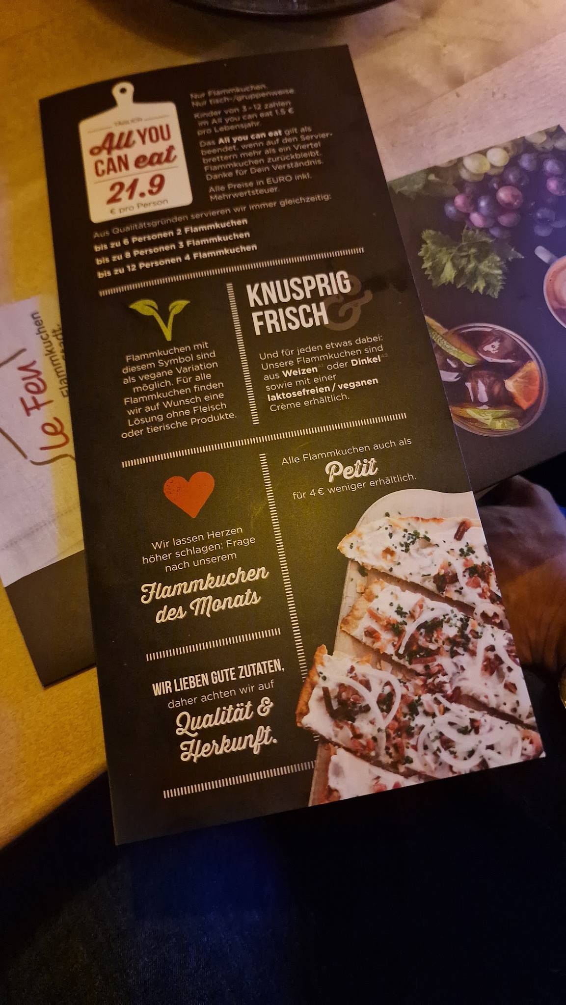Speisekarte von Le Feu - Der Flammkuchen in Bielefeld restaurant, Bielefeld