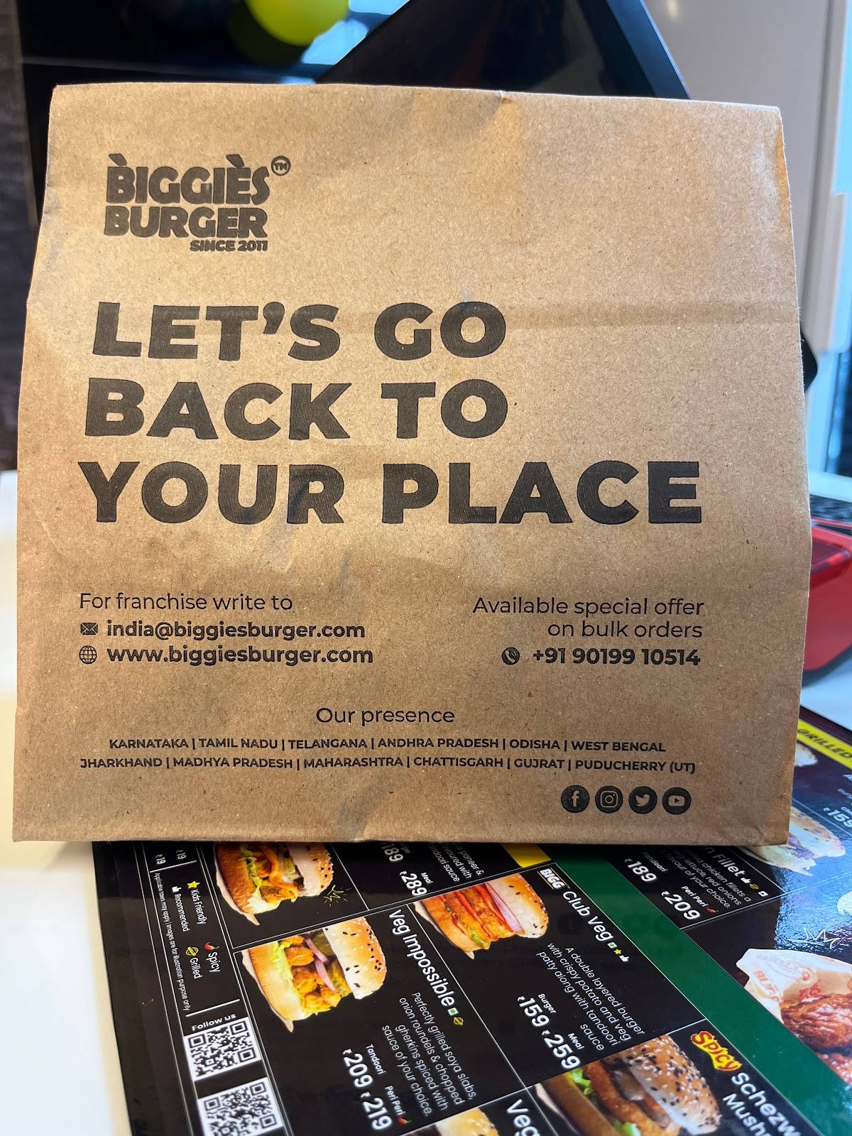 Menu at Biggies Burger: Nexus Vijaya Mall, Chennai
