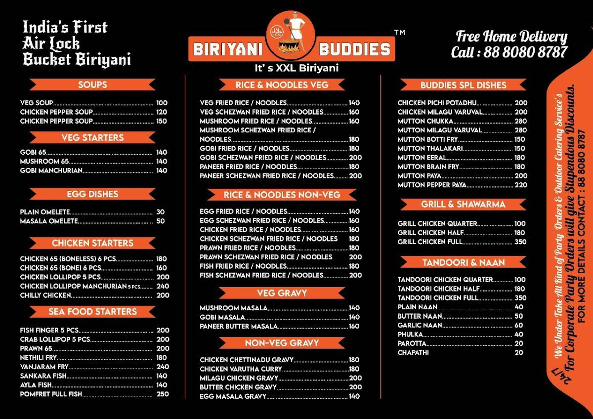 Menu at Biriyani Buddies Perungudi, Chennai