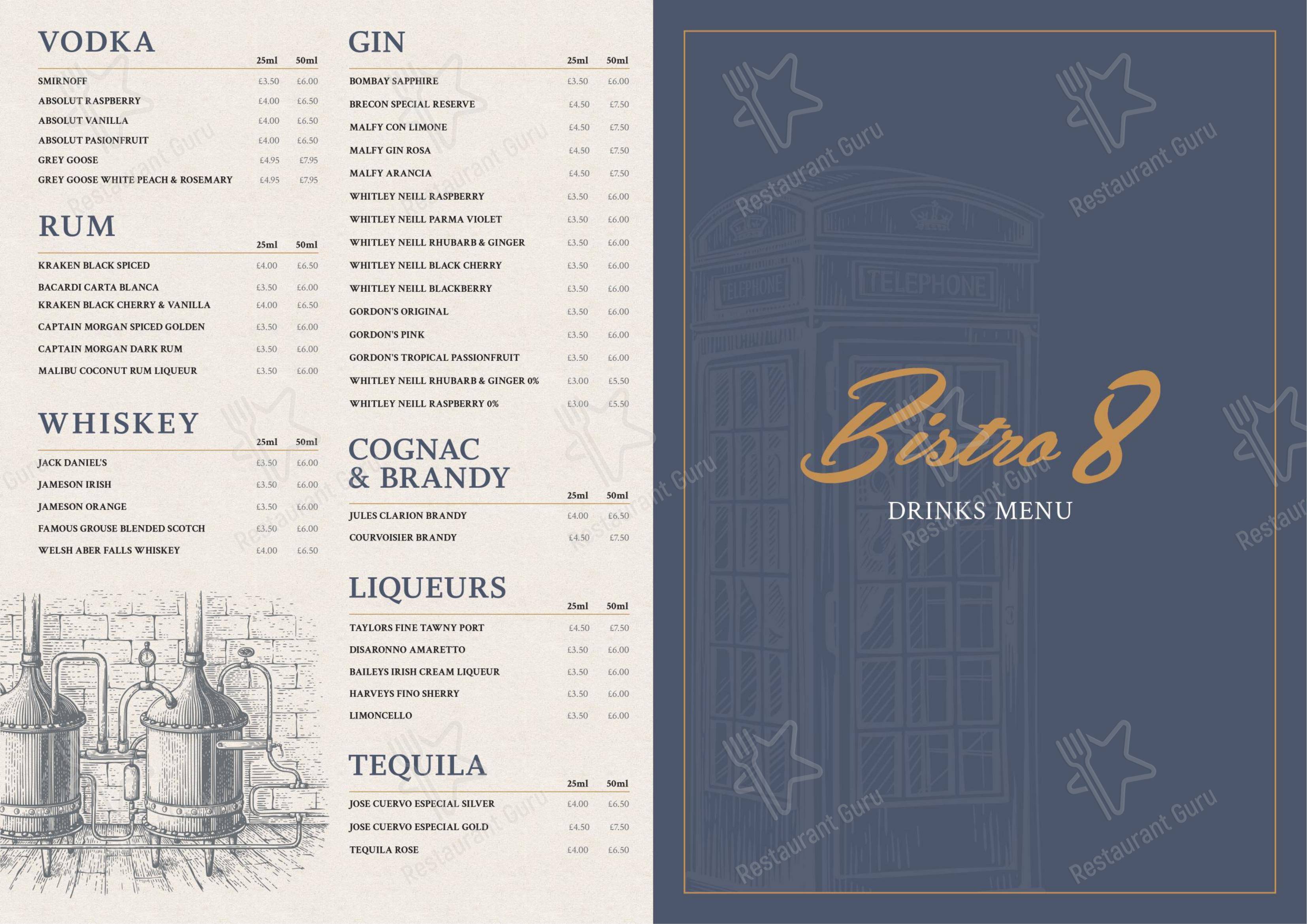 Menu at Bistro 8 restaurant, Blackwood