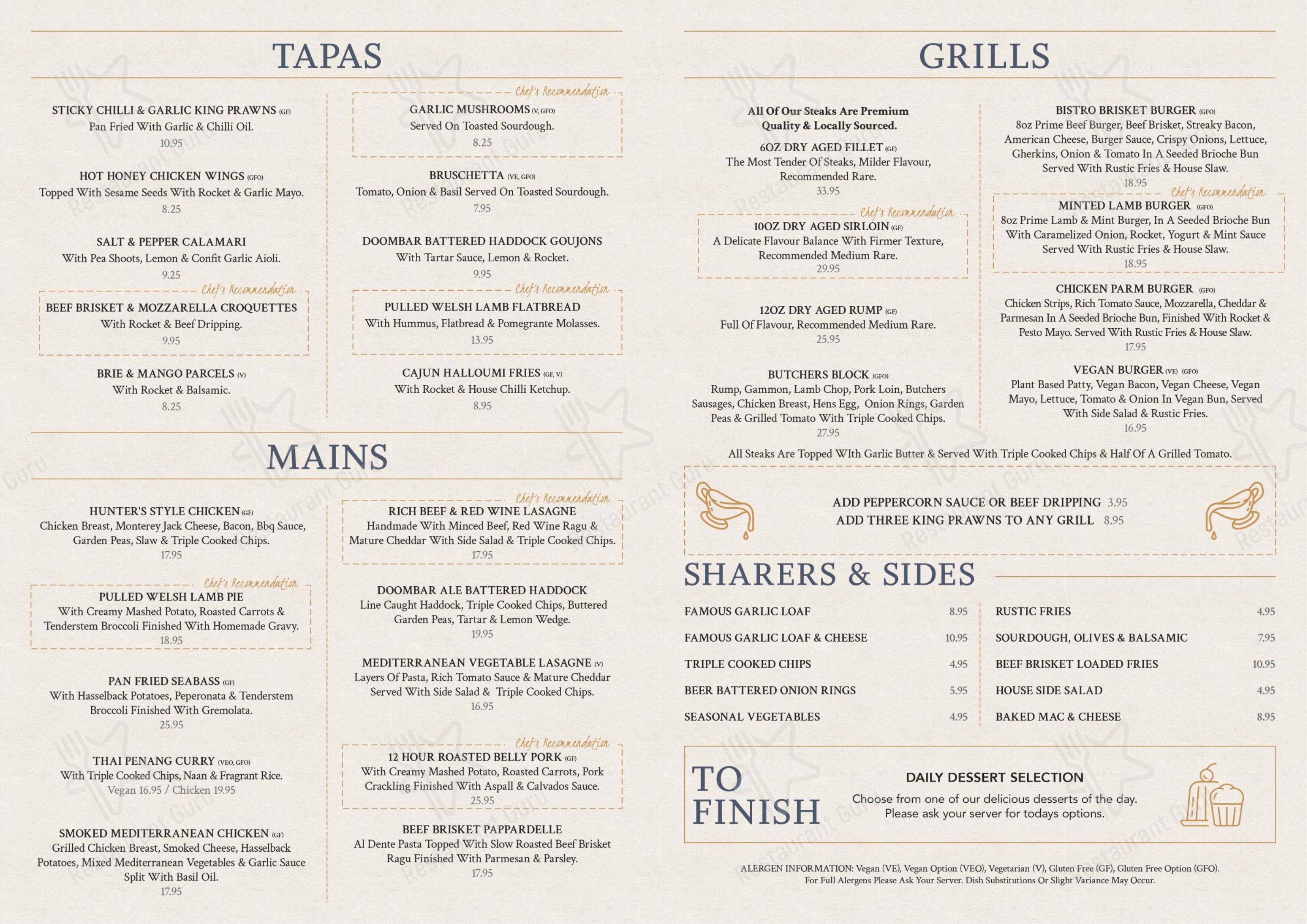 Menu at Bistro 8 restaurant, Blackwood