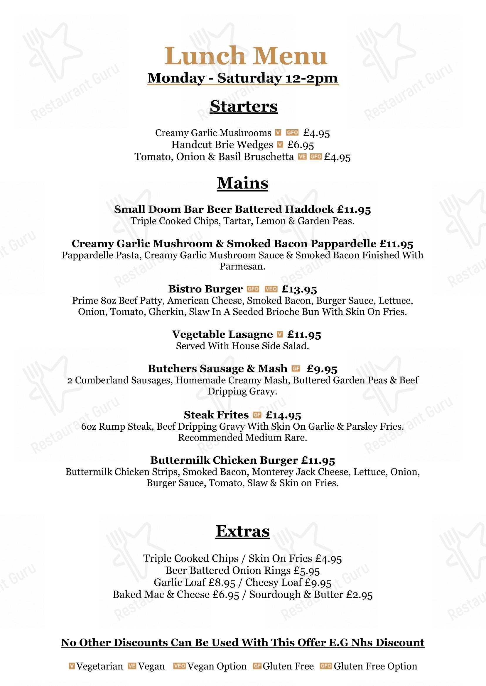 Menu at Bistro 8 restaurant, Blackwood
