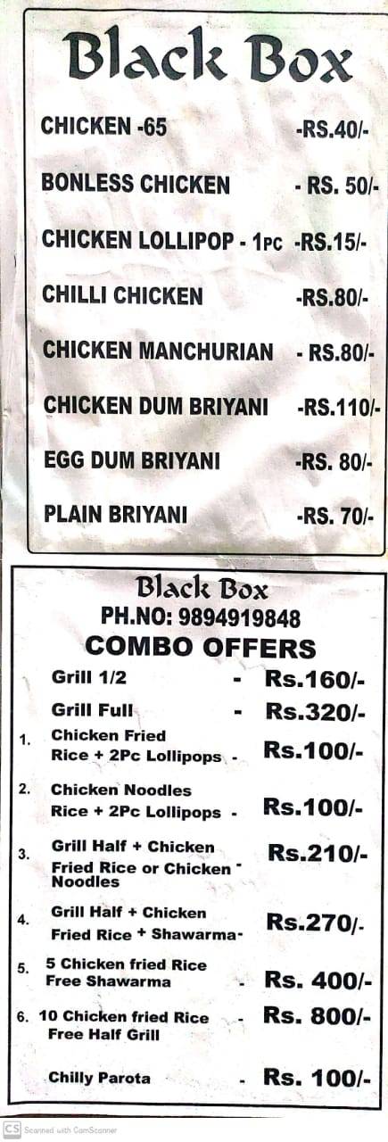 Menu at Black Box Biryani & Fast Food, Madurai