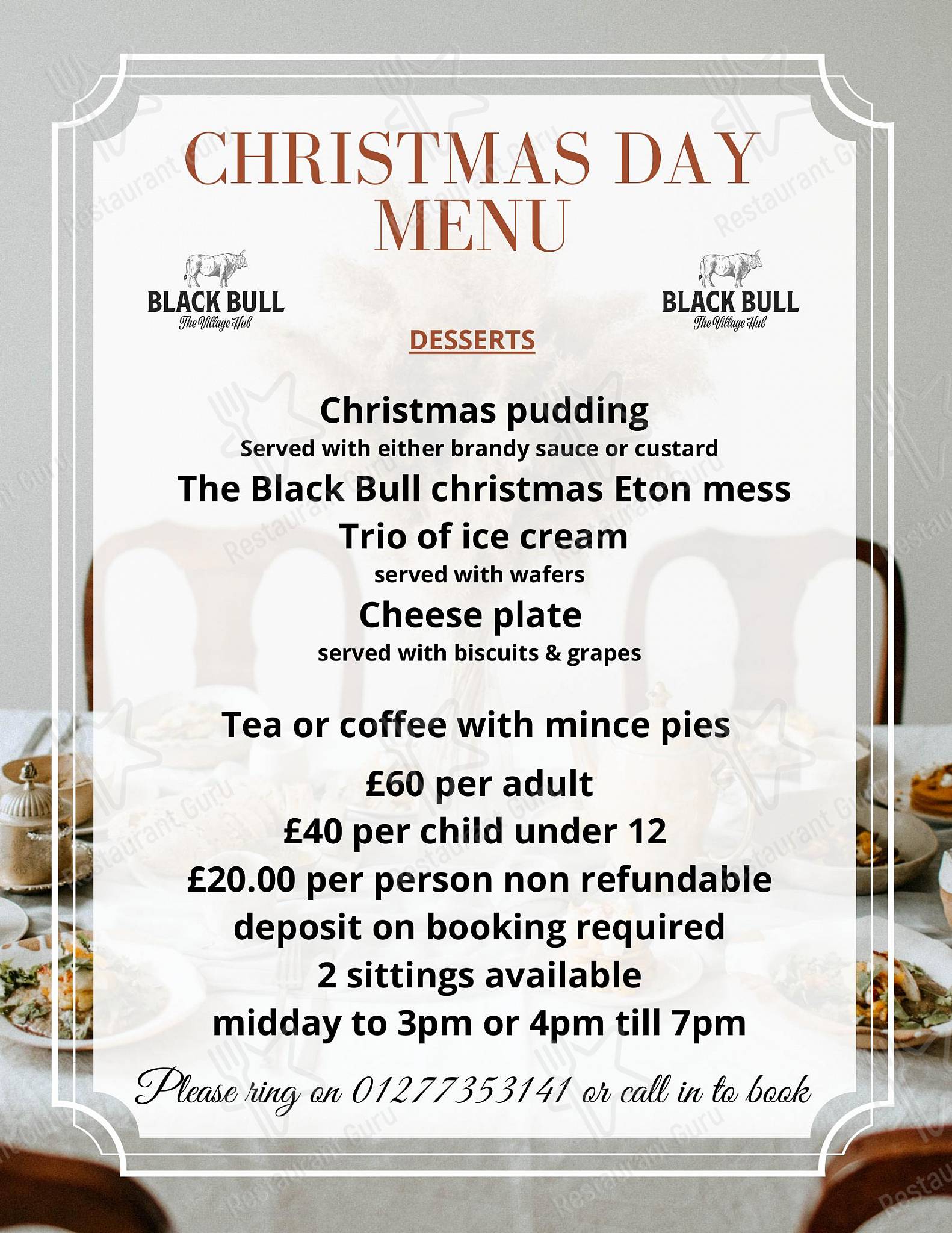 Menu at The Black Bull Margaretting (Freehouse) pub & bar, Ingatestone ...