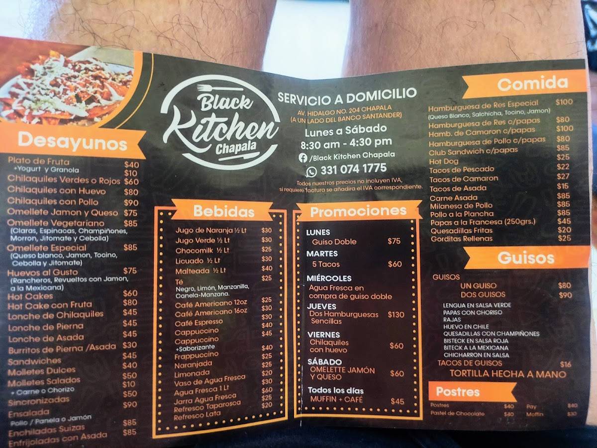 Menu at Black Kitchen Chapala restaurant, Chapala