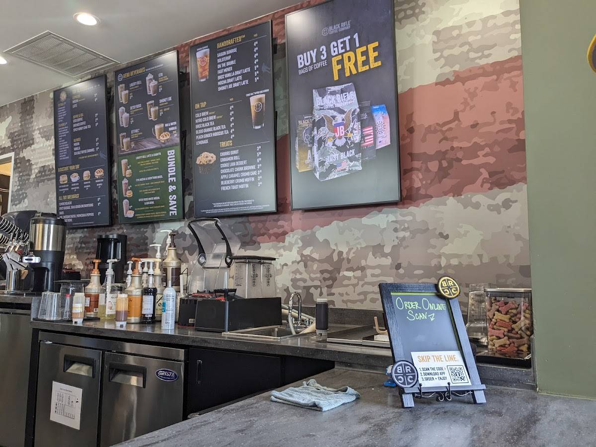 Menu at Black Rifle Coffee Company, Waco