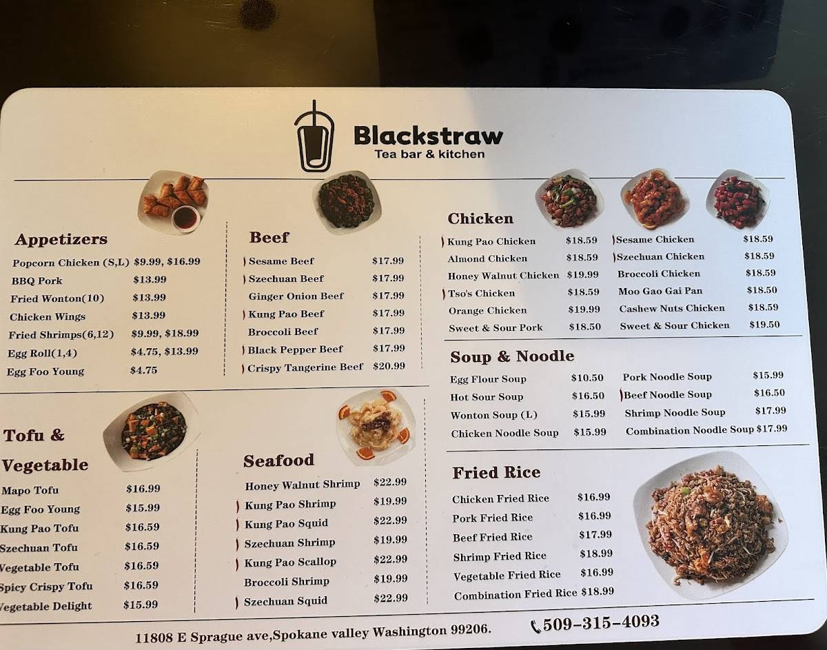 Menu at Black Straw Tea Bar & Kitchen, Spokane Valley