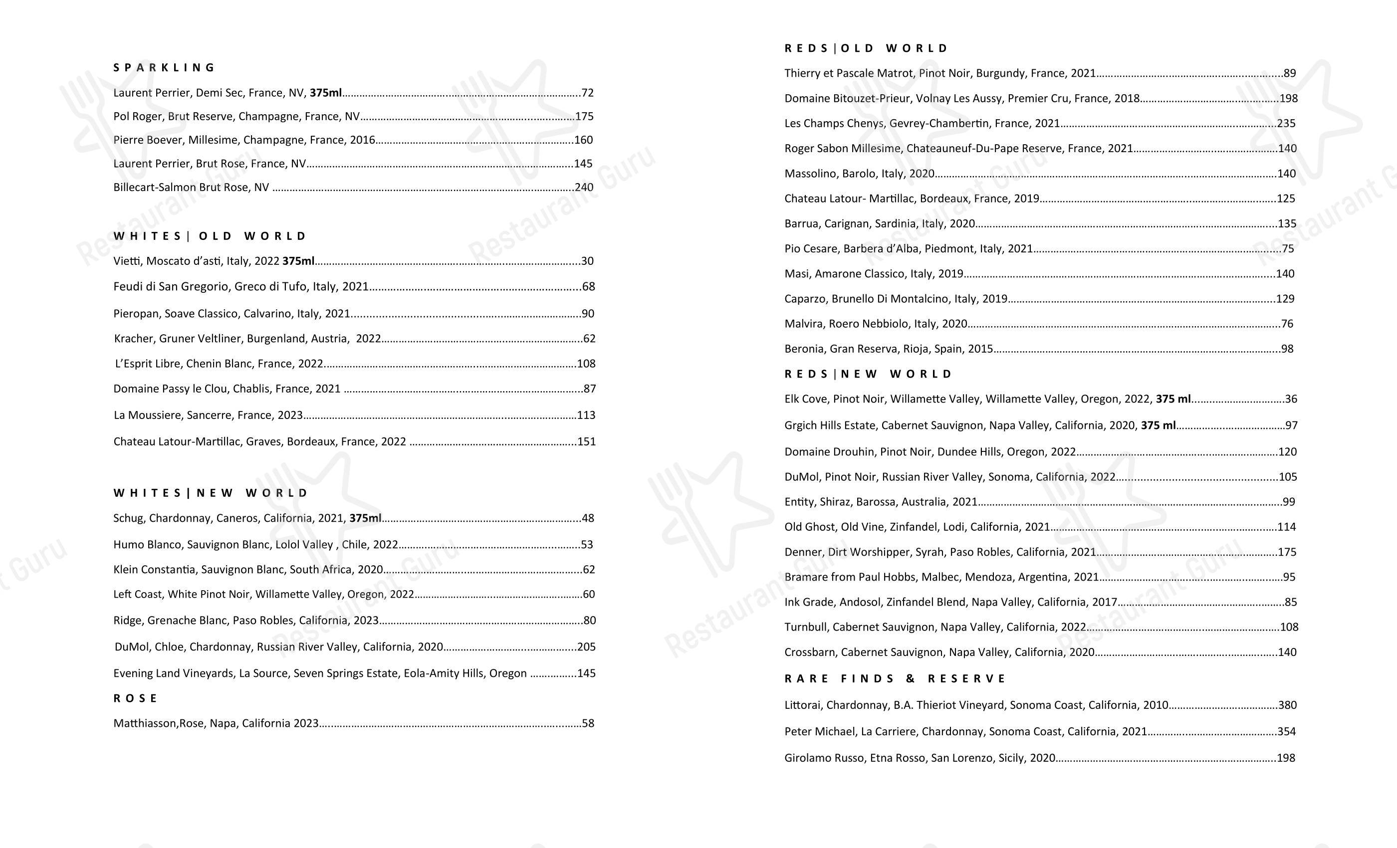 Menu at Bliss restaurant, San Antonio, 926 S Presa St