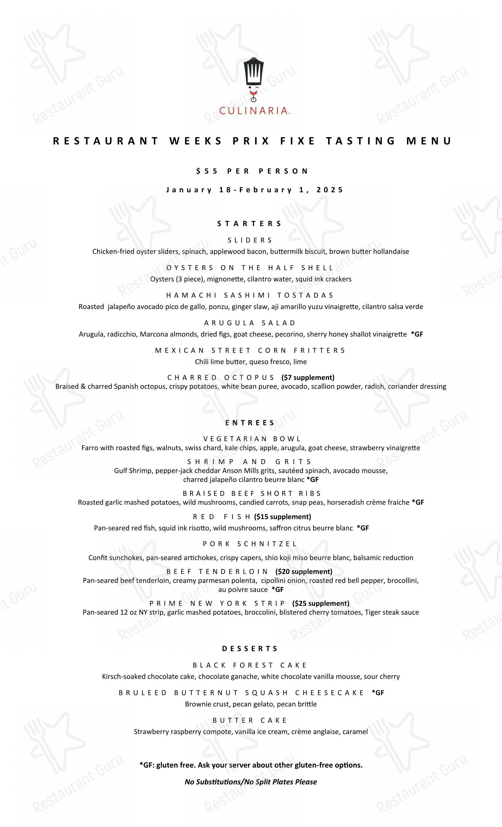 Menu at Bliss restaurant, San Antonio, 926 S Presa St