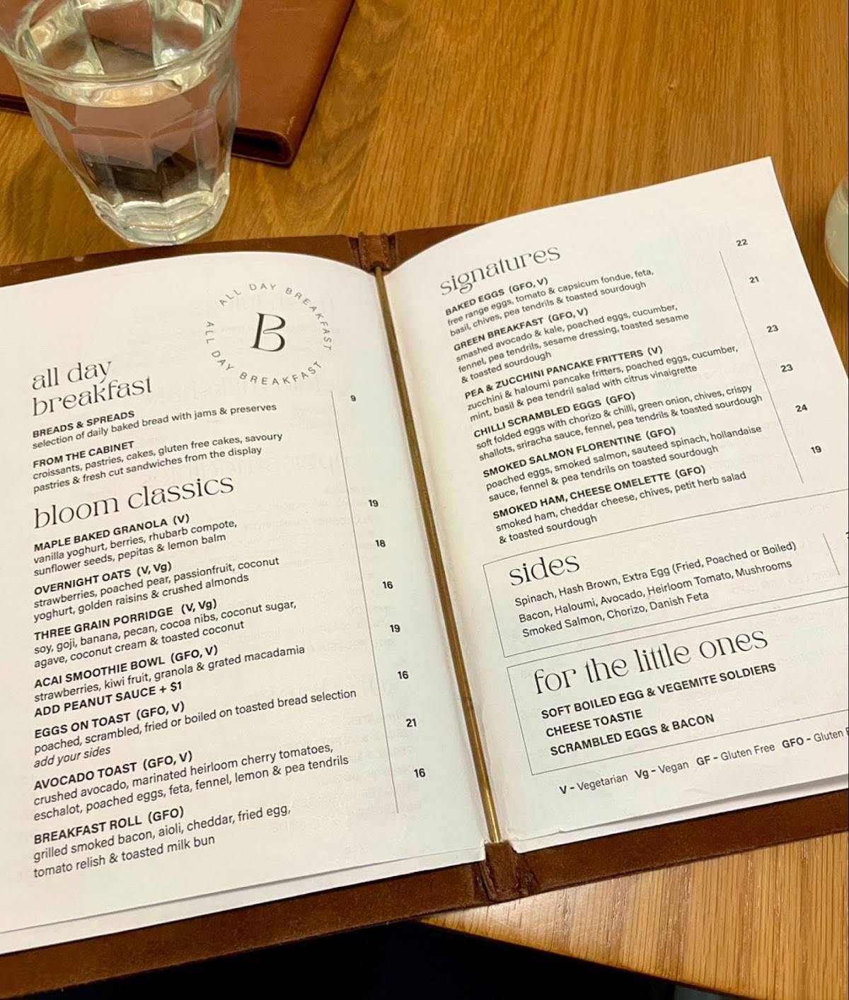 Menu at Bloom at Mossman restaurant, Mosman