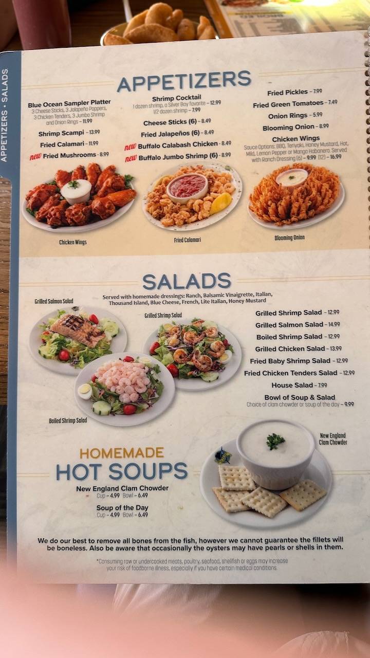 Menu at Blue Ocean Seafood Restaurant, Clinton