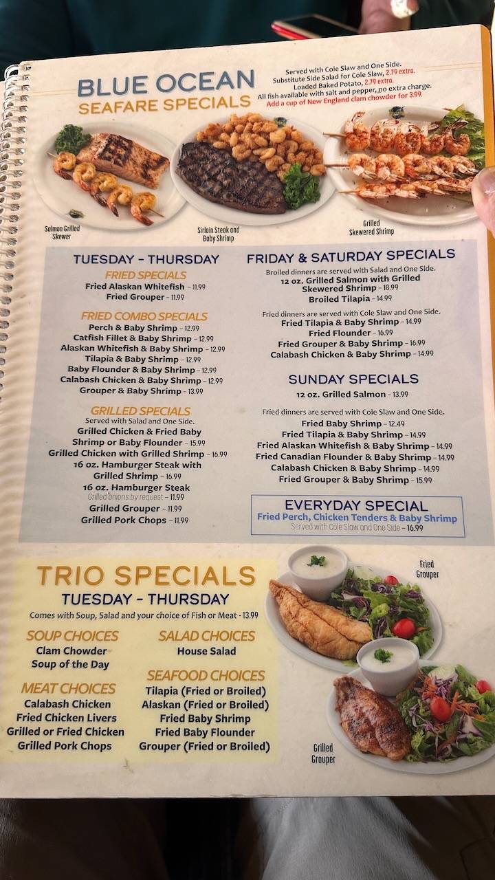 Menu at Blue Ocean Seafood Restaurant, Clinton