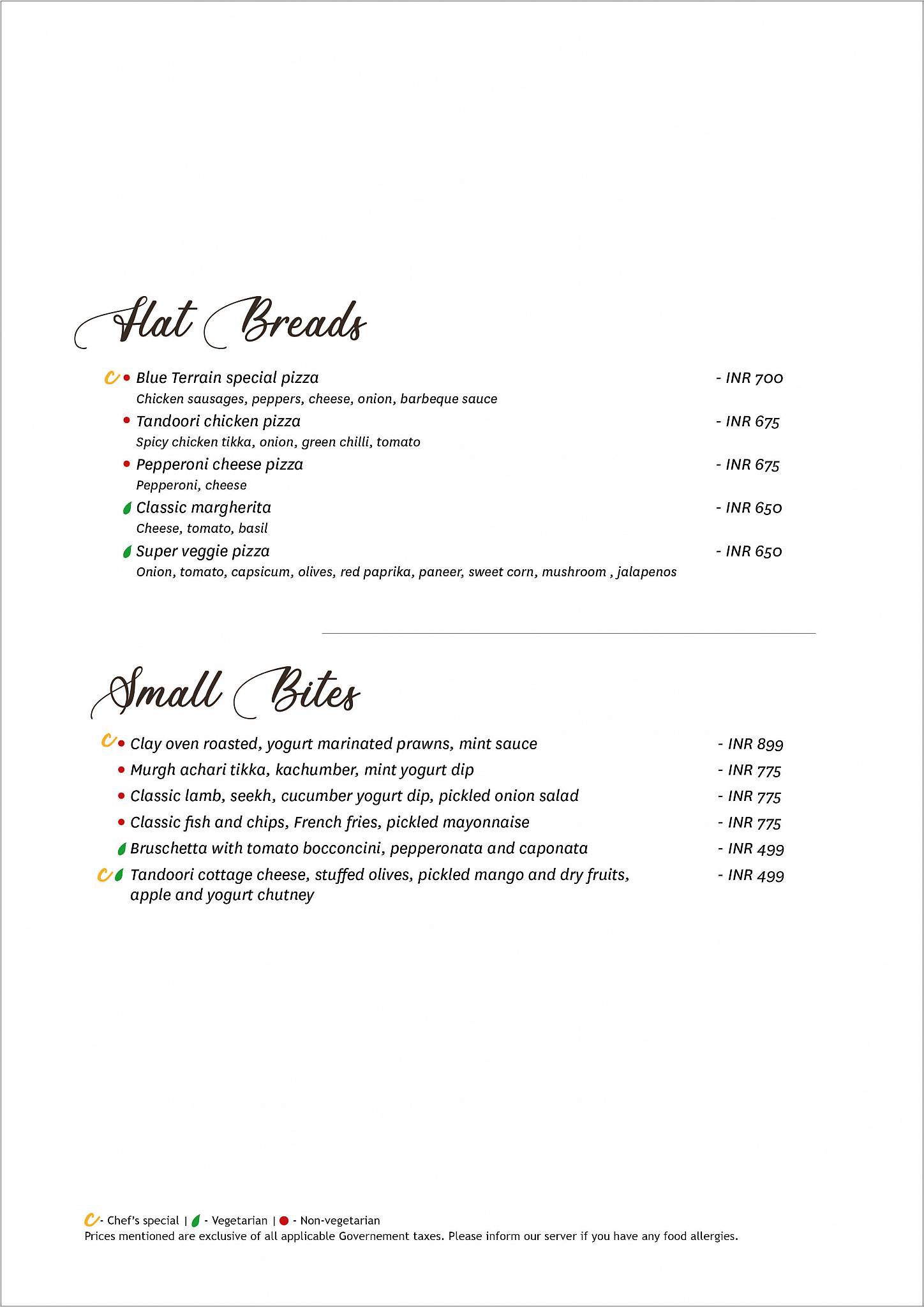 Menu at Blue Terrain, Bengaluru, Novotel Bengaluru Tech Park