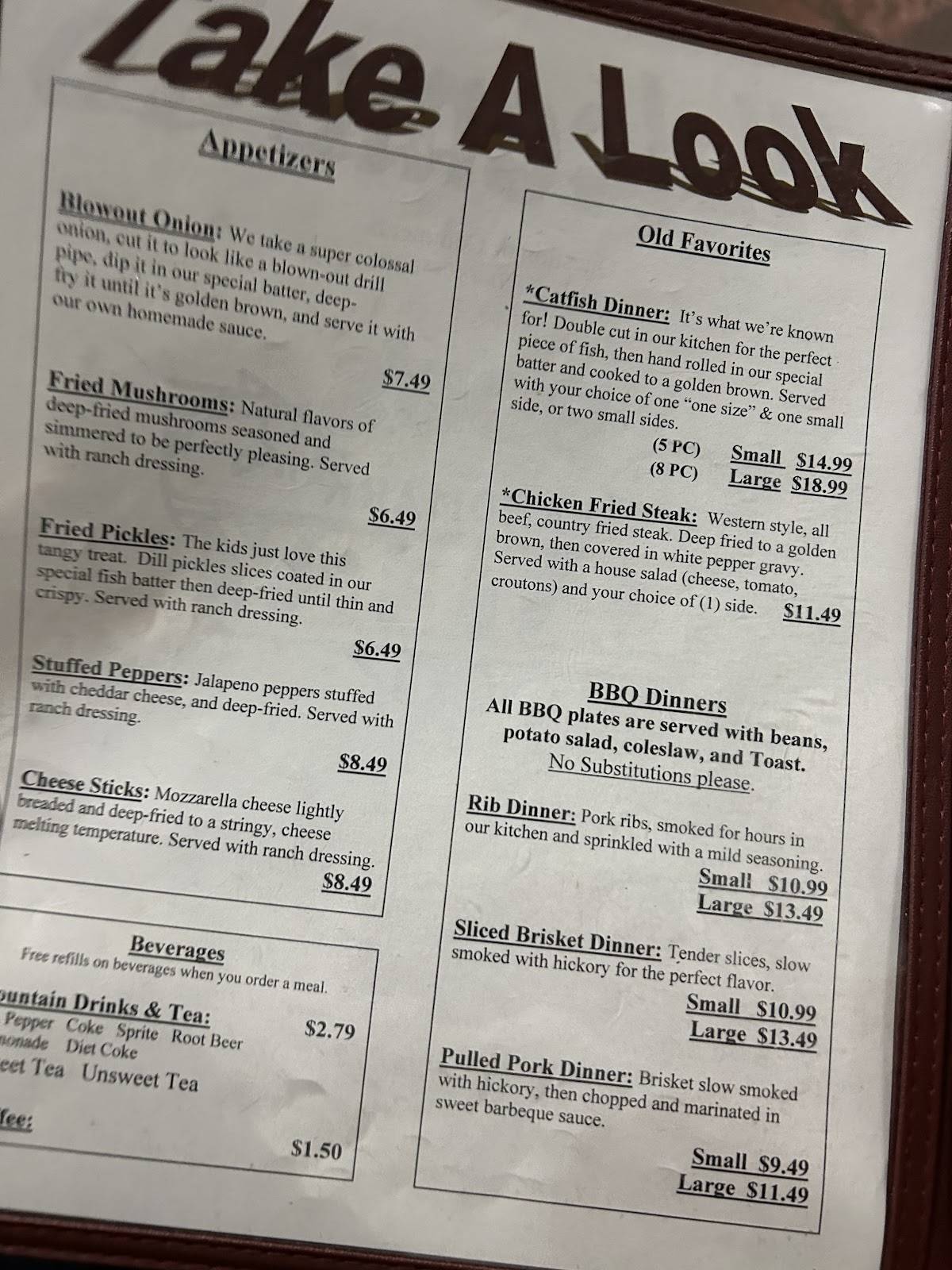 Menu at Bob's Landmark Eatery restaurant, Comanche