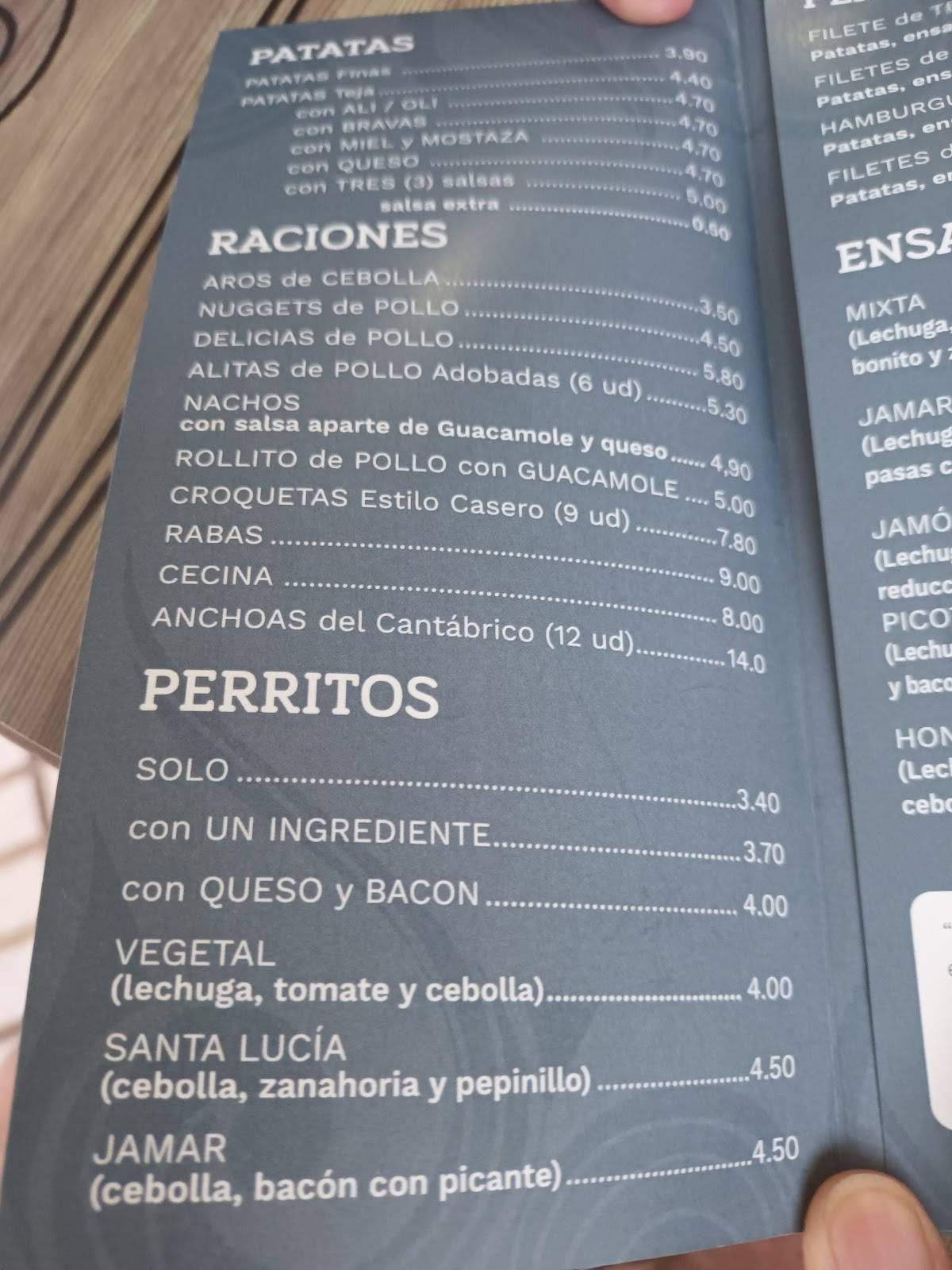Menu at Bocatería Jamar restaurant, Liencres