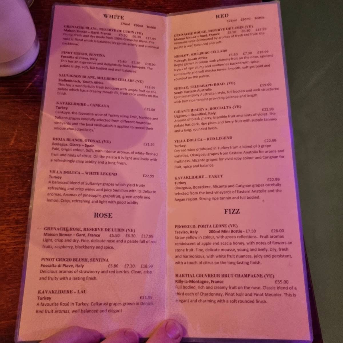 Menu at Bodrum Restaurant, Portsmouth
