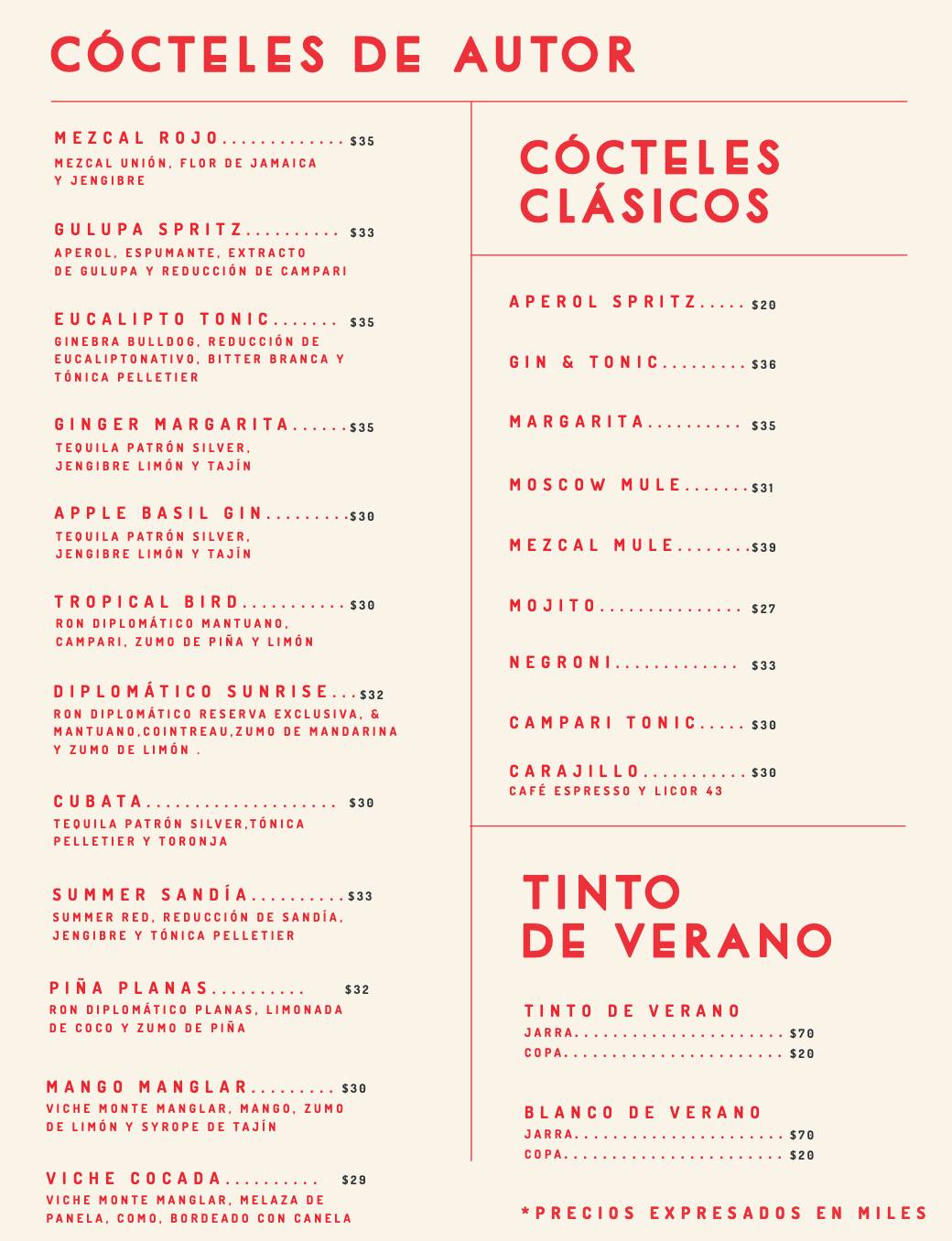 Carta del restaurante Merci Sandwich Et Frites, Bogotá