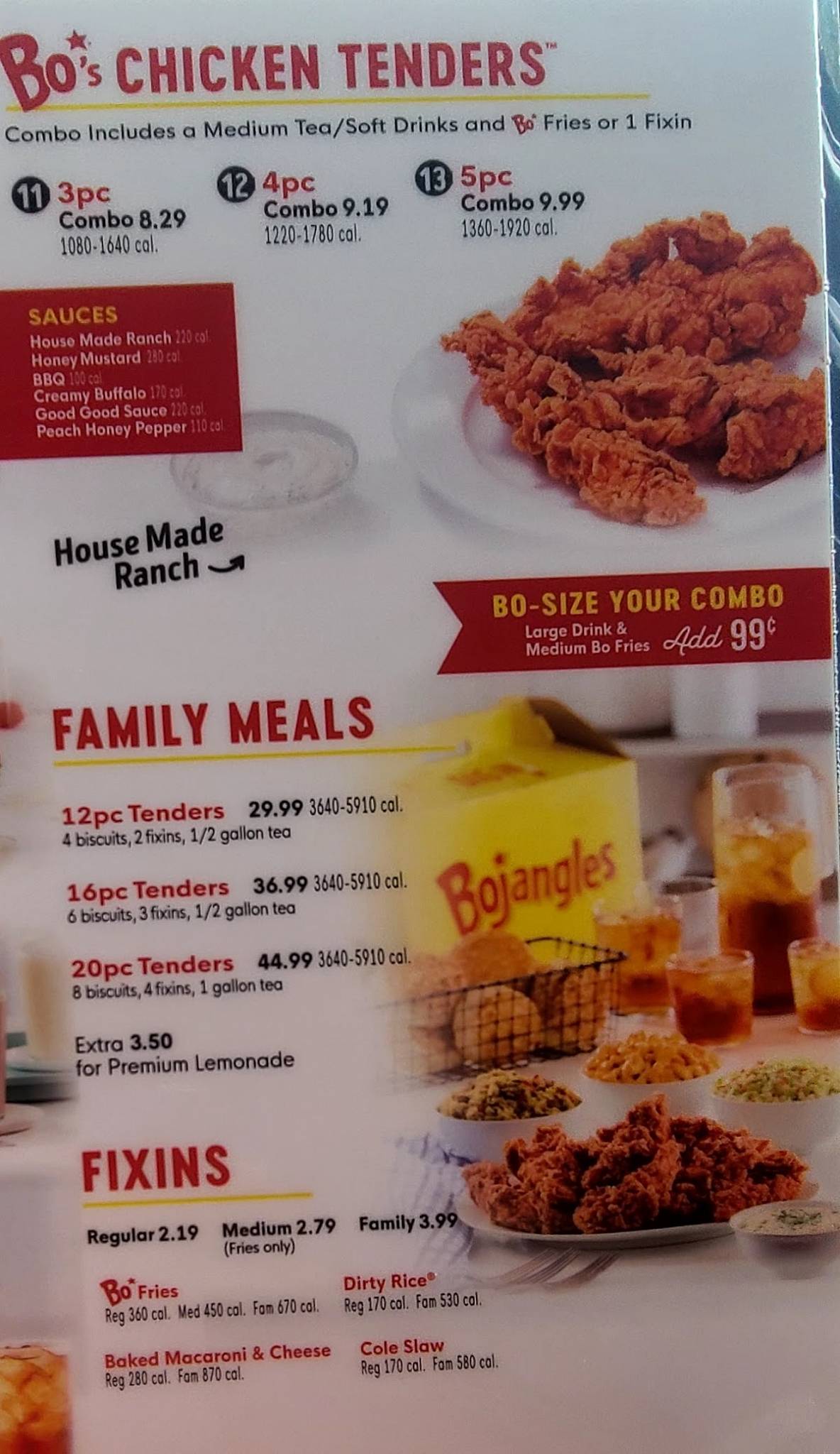 Menu at Bojangles restaurant, Memphis, Hillshire Cir