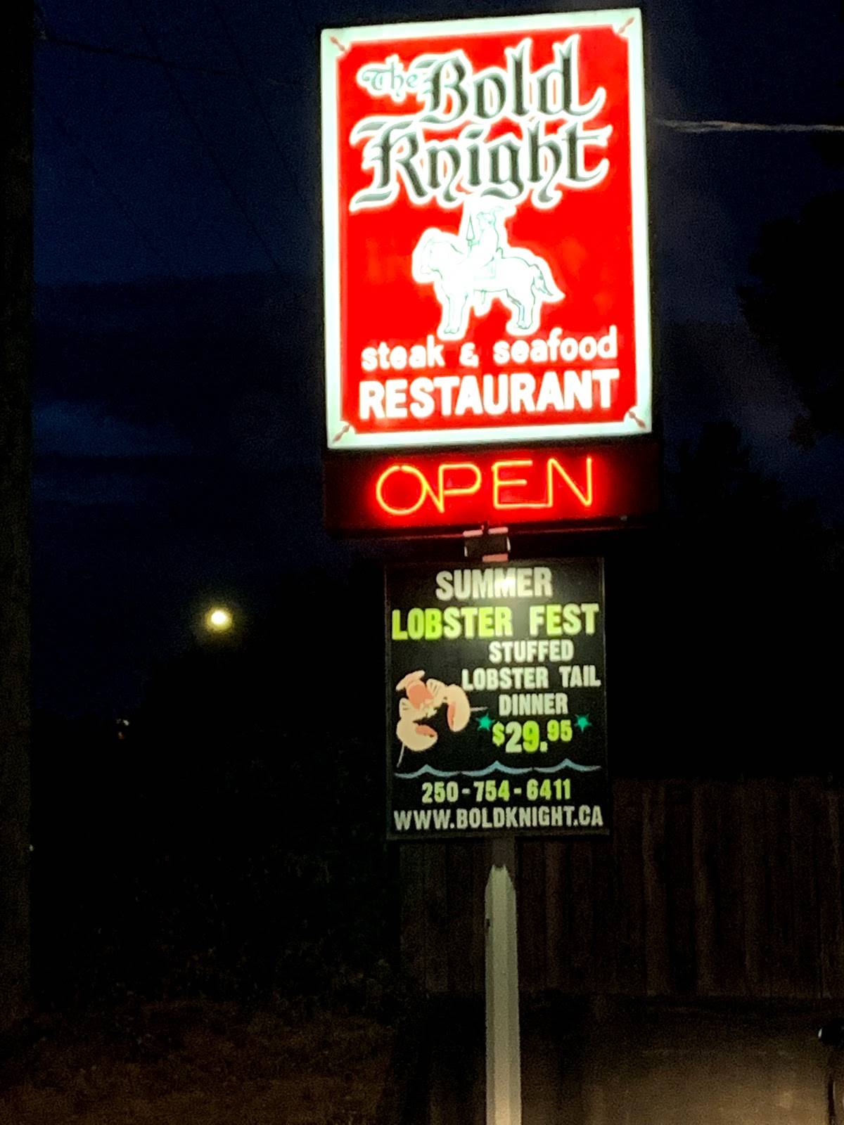 Menu at Bold Knight Restaurant, Nanaimo