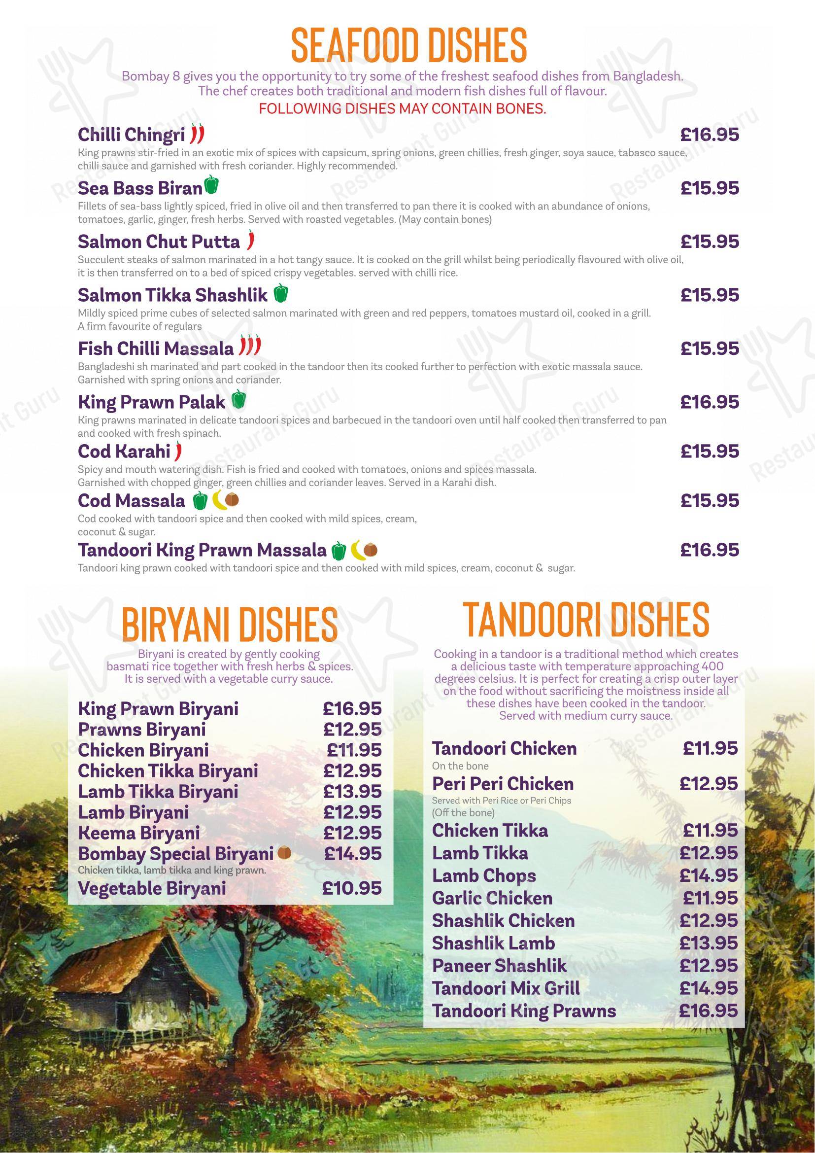 Menu at Bombay 8 Indian Restaurant, Warrington