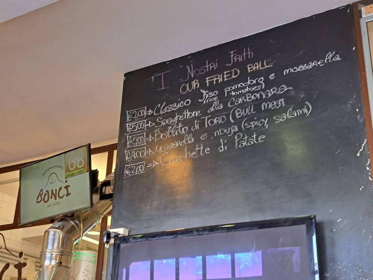 Menu at Bonci Pizzarium pizzeria, Rome
