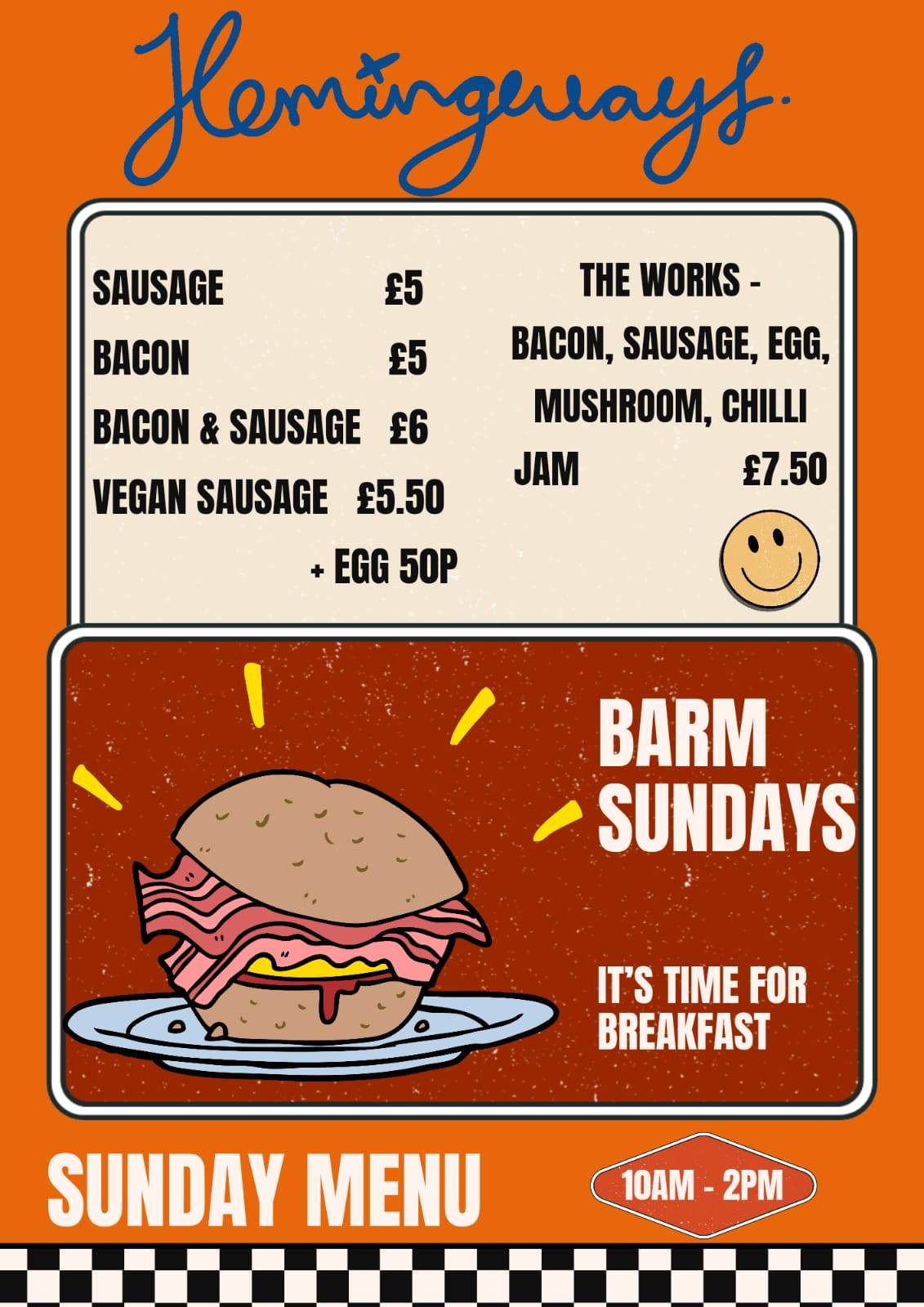 Menu at Hemingways Bar & Coffee House, Liverpool